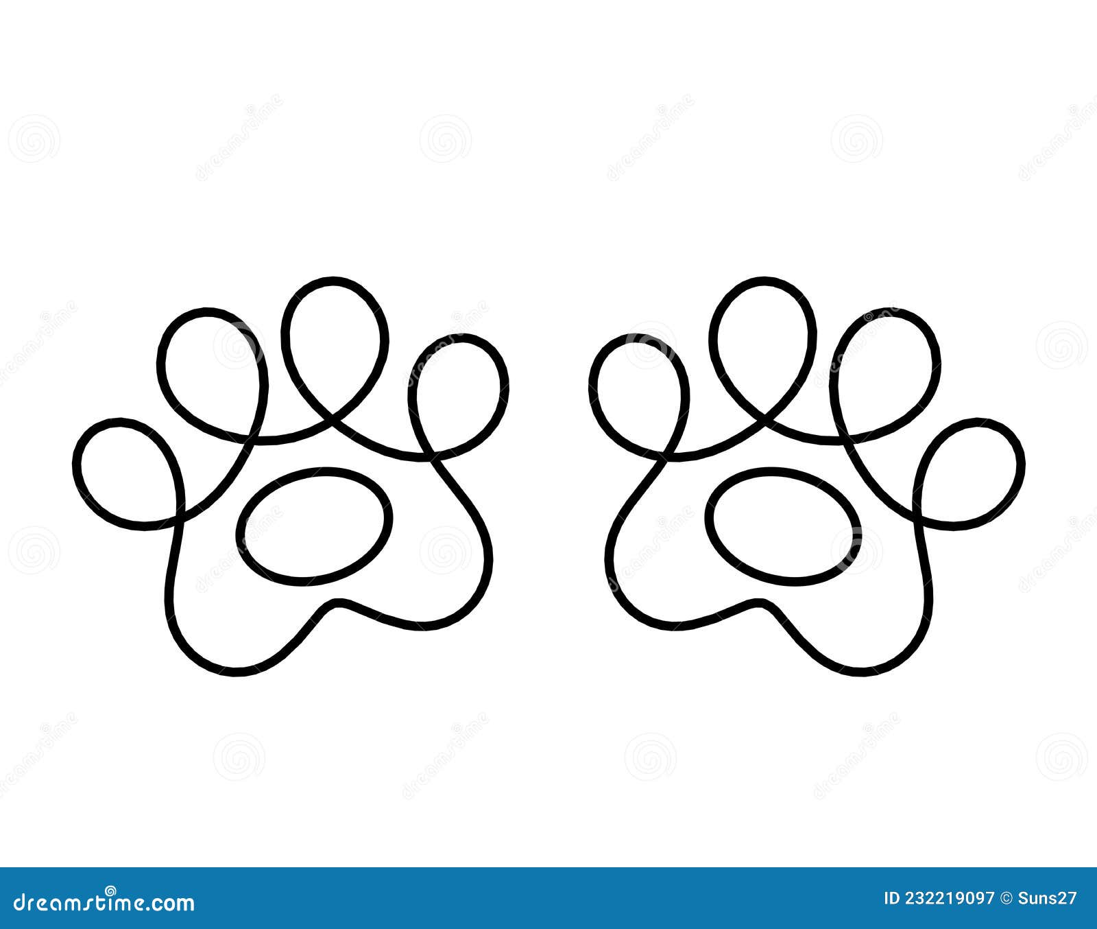 Silhouette of Abstract Paw As Line Drawing Stock Vector - Illustration ...