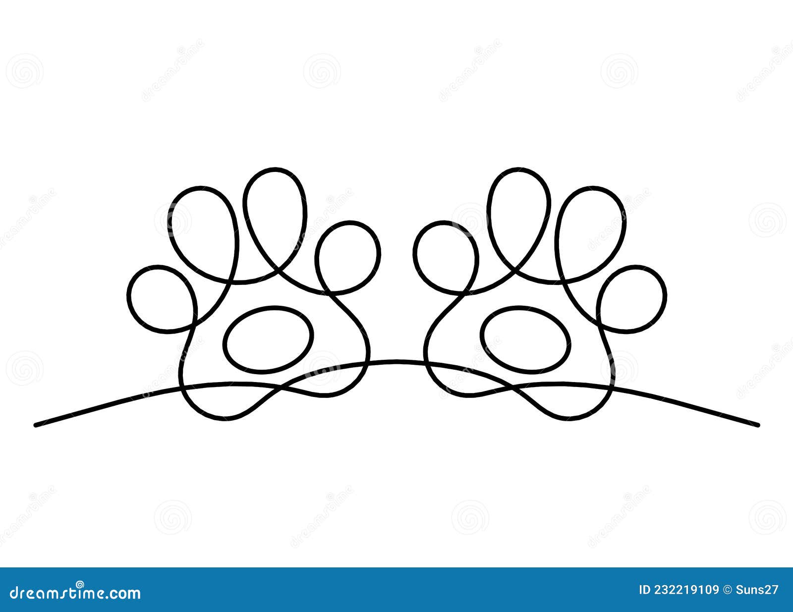 Silhouette of Abstract Paw As Line Drawing Stock Vector - Illustration ...