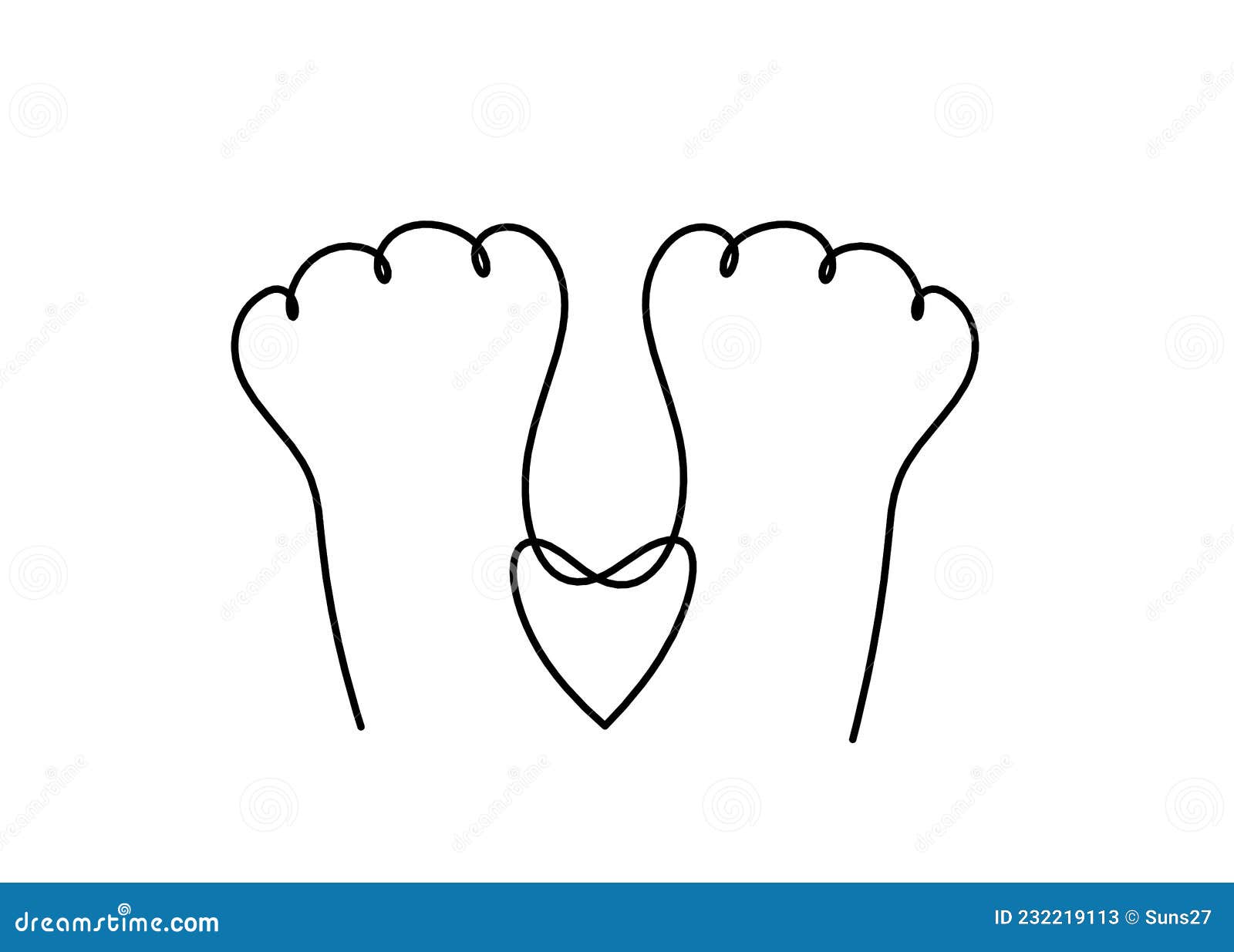 Silhouette of Abstract Paw As Line Drawing Stock Vector - Illustration ...