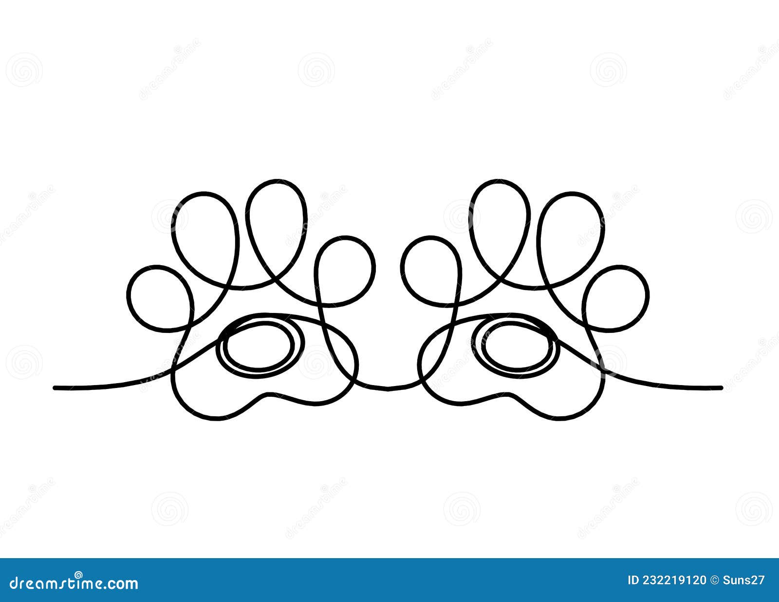 Silhouette of Abstract Paw As Line Drawing Stock Vector - Illustration ...