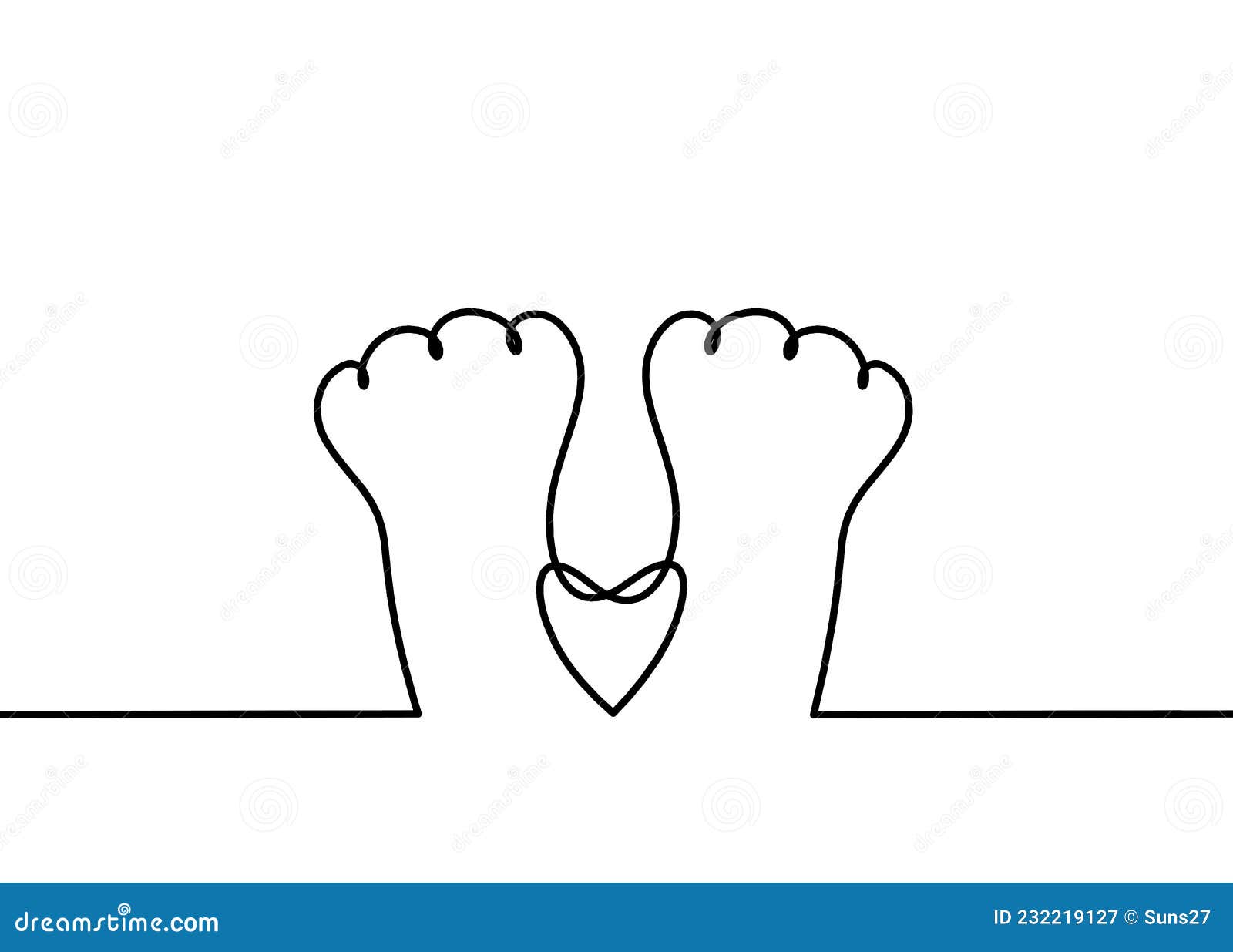 Silhouette of Abstract Paw As Line Drawing Stock Vector - Illustration ...