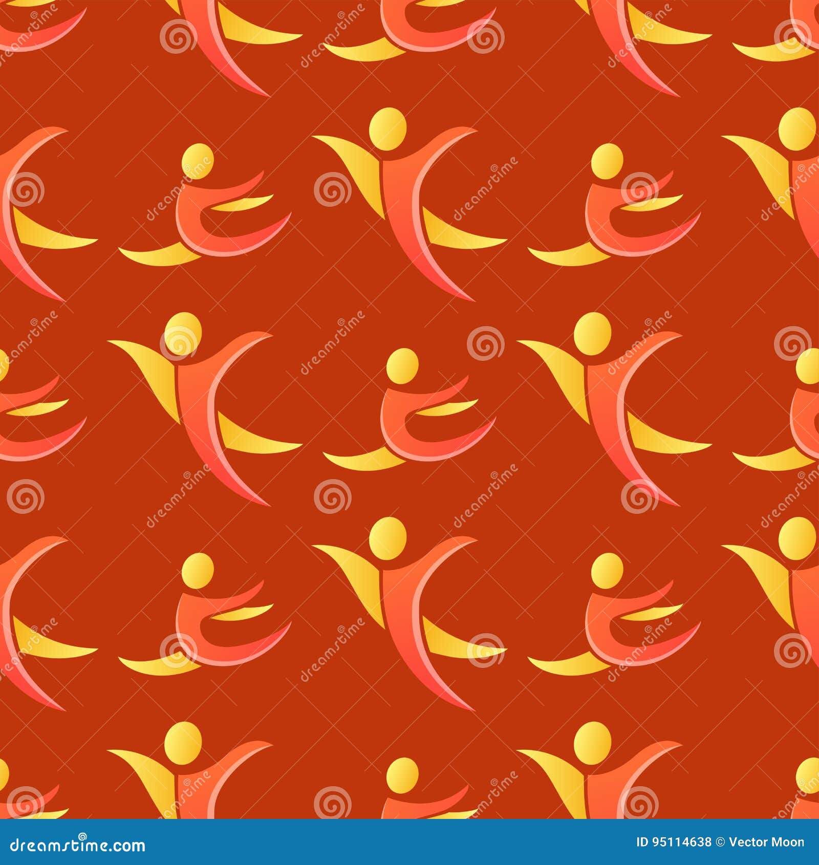 Silhouette Abstract People Performance Character Seamless Pattern Human ...