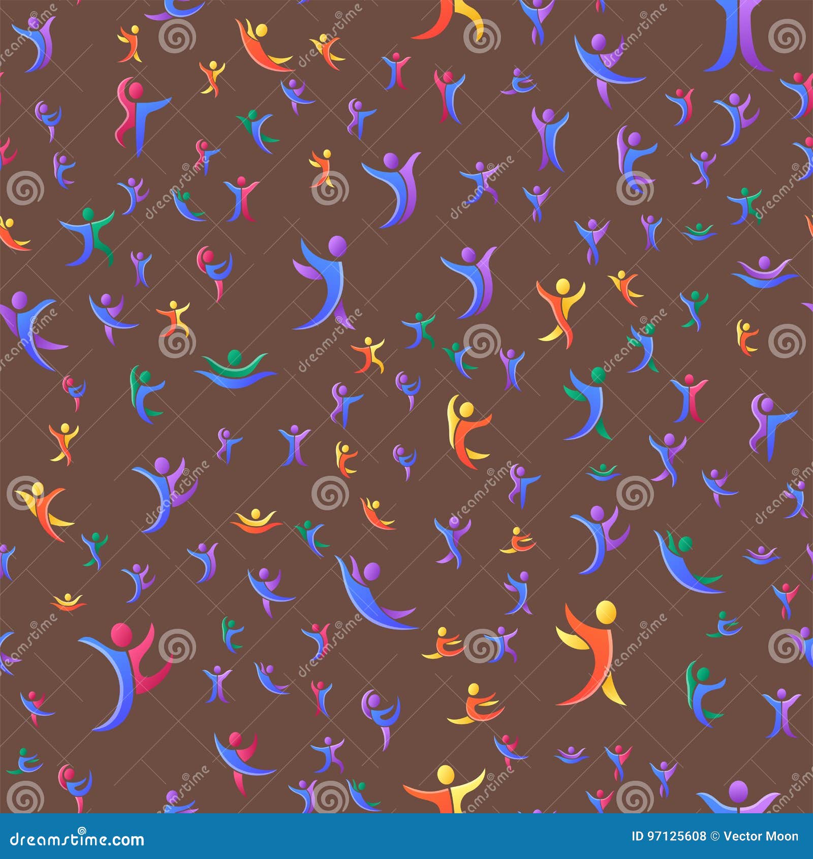 Silhouette Abstract People Performance Character Seamless Pattern Human ...