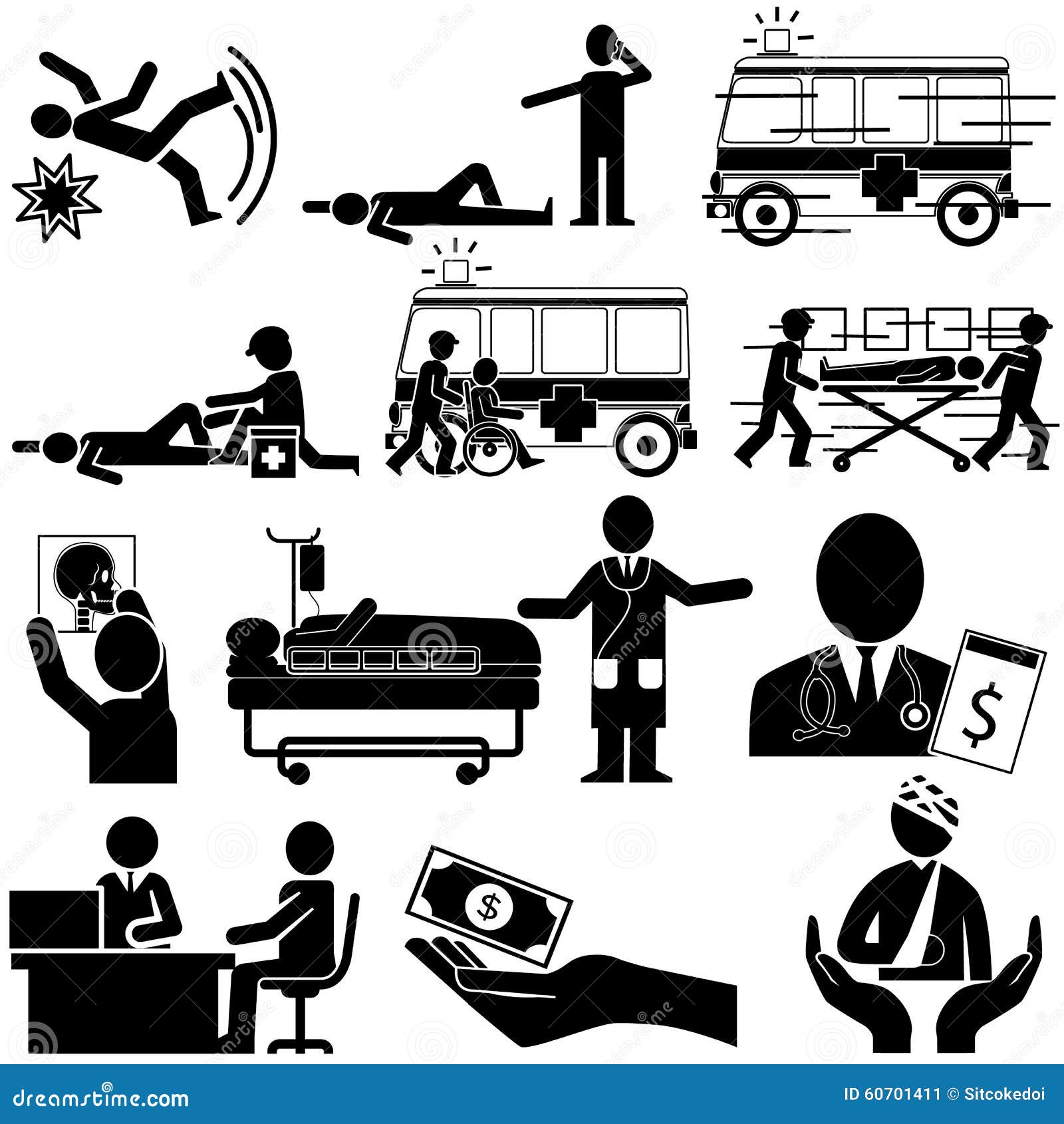 Silhouette of Accident and Insurance Service Stock Vector ...