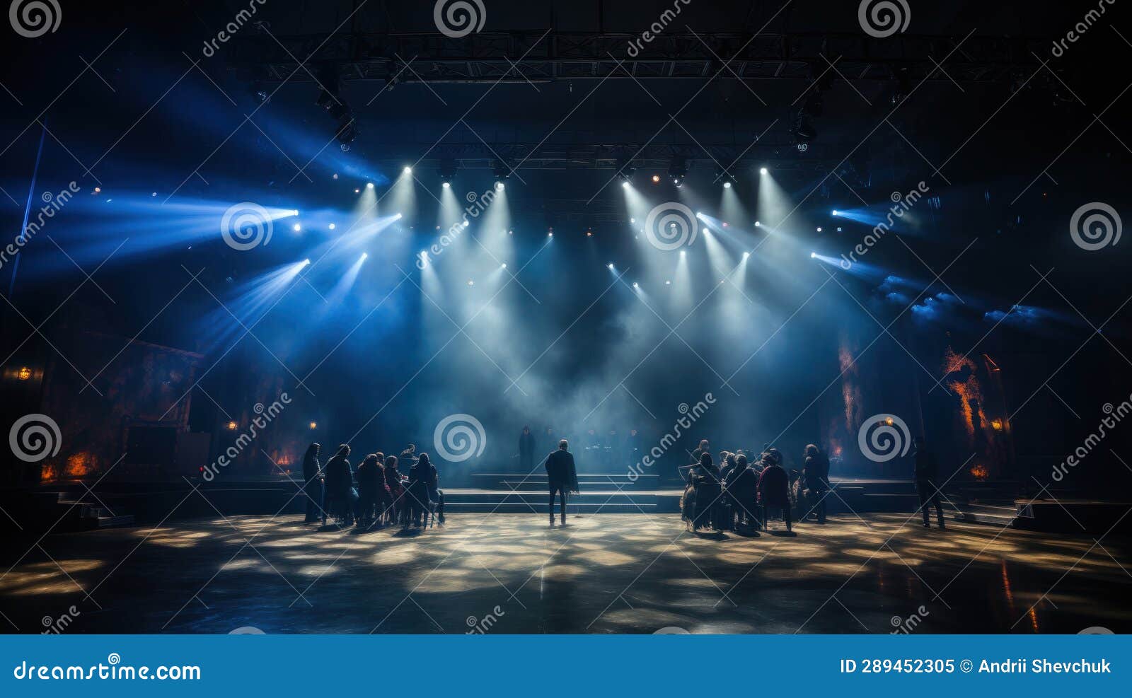 Silhouette of a of Actor People in Front of the Stage Stock ...