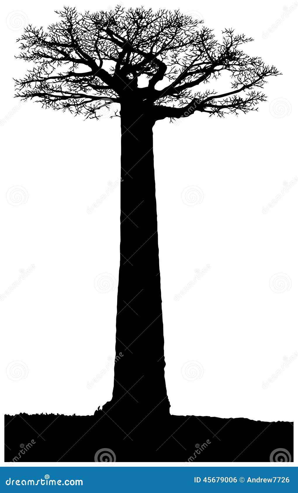 Silhouette Of A Baobab Tree Royalty-Free Stock Image | CartoonDealer ...