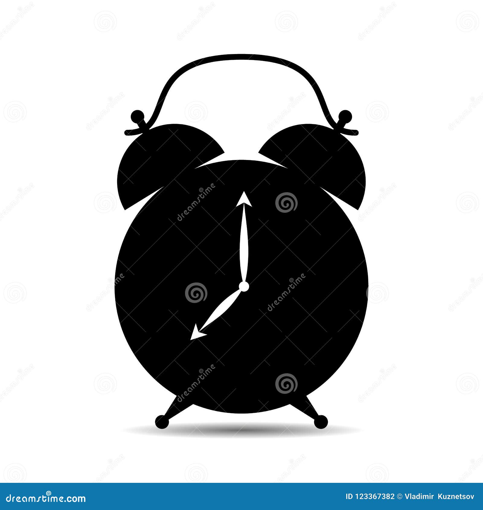 Silhouette Of Alarm Clock With Tablets On Clock Face Cartoon Vector ...