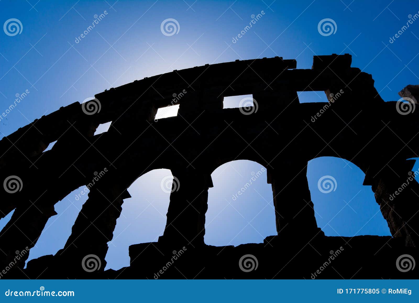 Silhouette of the Ancient Amphitheater in Pula Croatia Stock Image ...