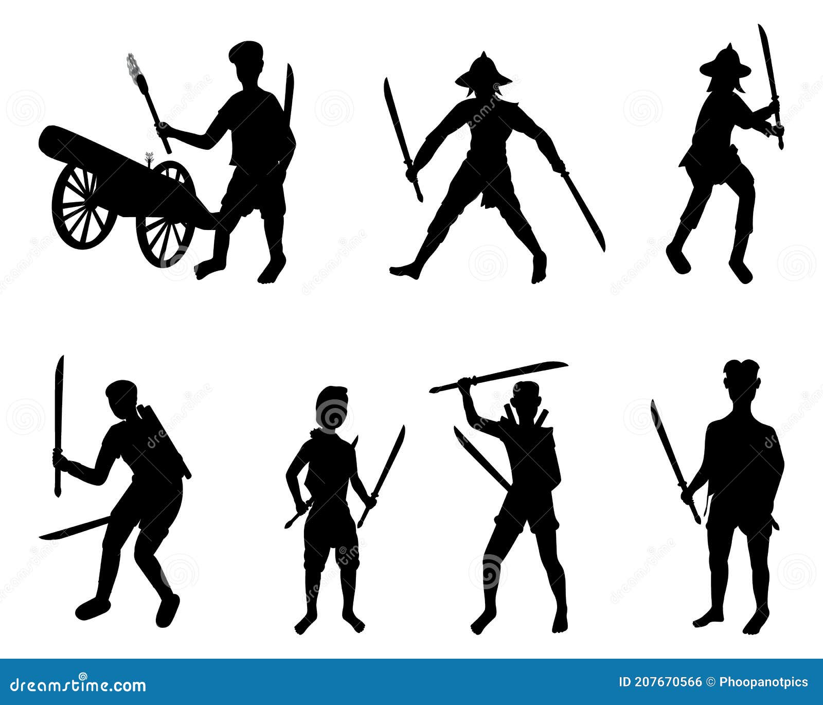 Silhouette Ancient Warrior Cartoon Shape Vector Design Stock Vector ...