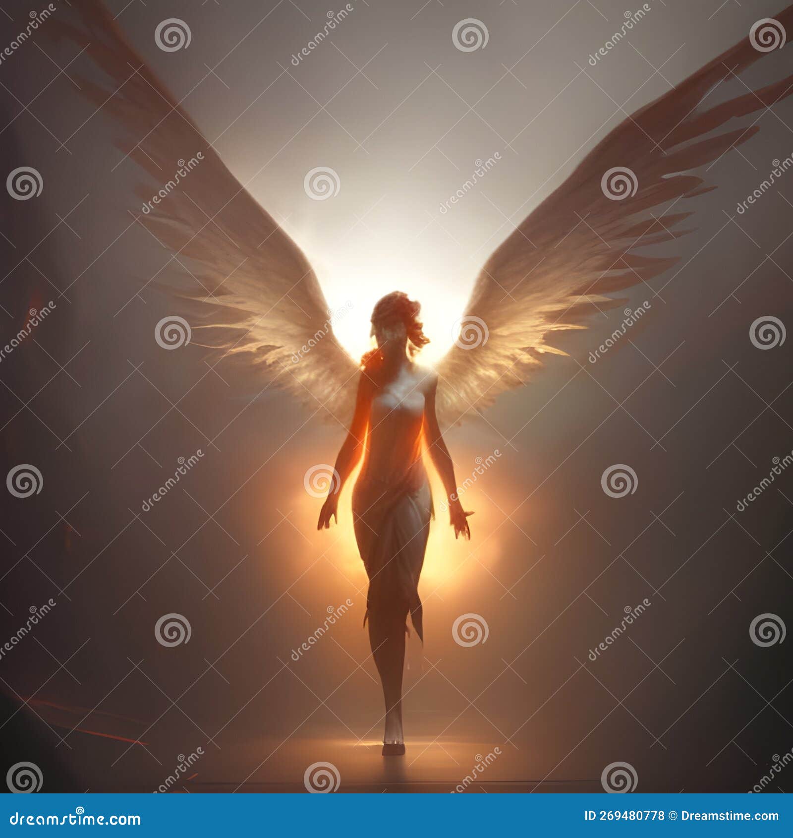 Silhouette of Angel Appearing from Sky Stock Illustration ...