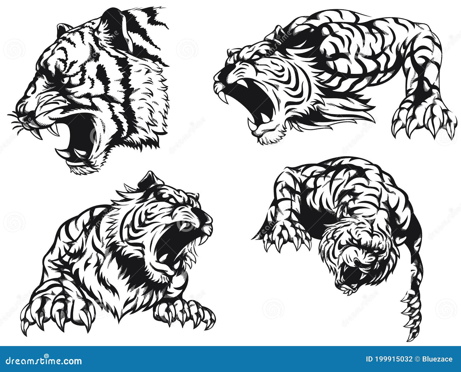 A Tiger Roaring Rage Digital Painting Fantasy Art Fire Background ...