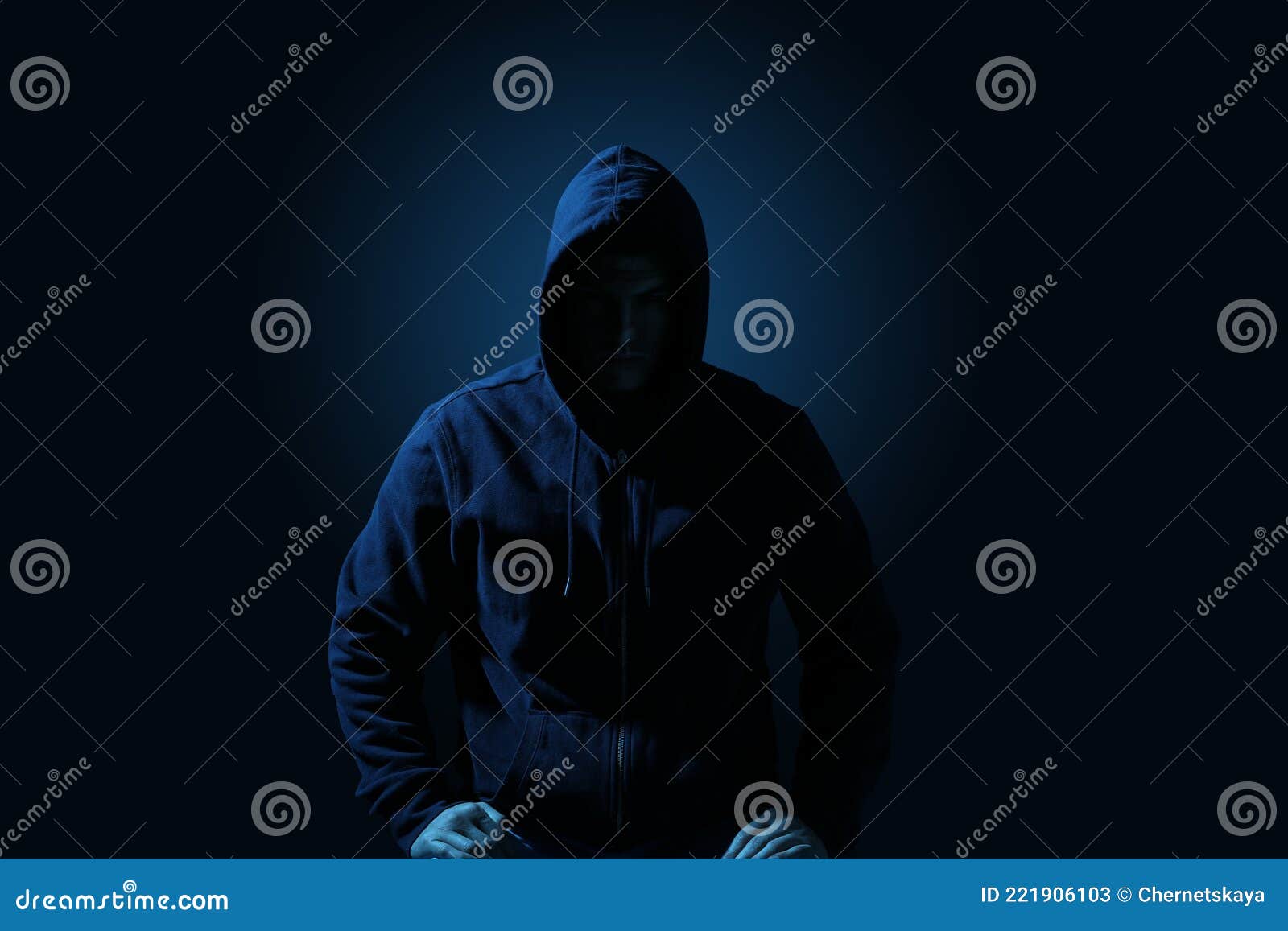 Silhouette of Anonymous Man on Dark, Toned in Blue Stock Image - Image ...