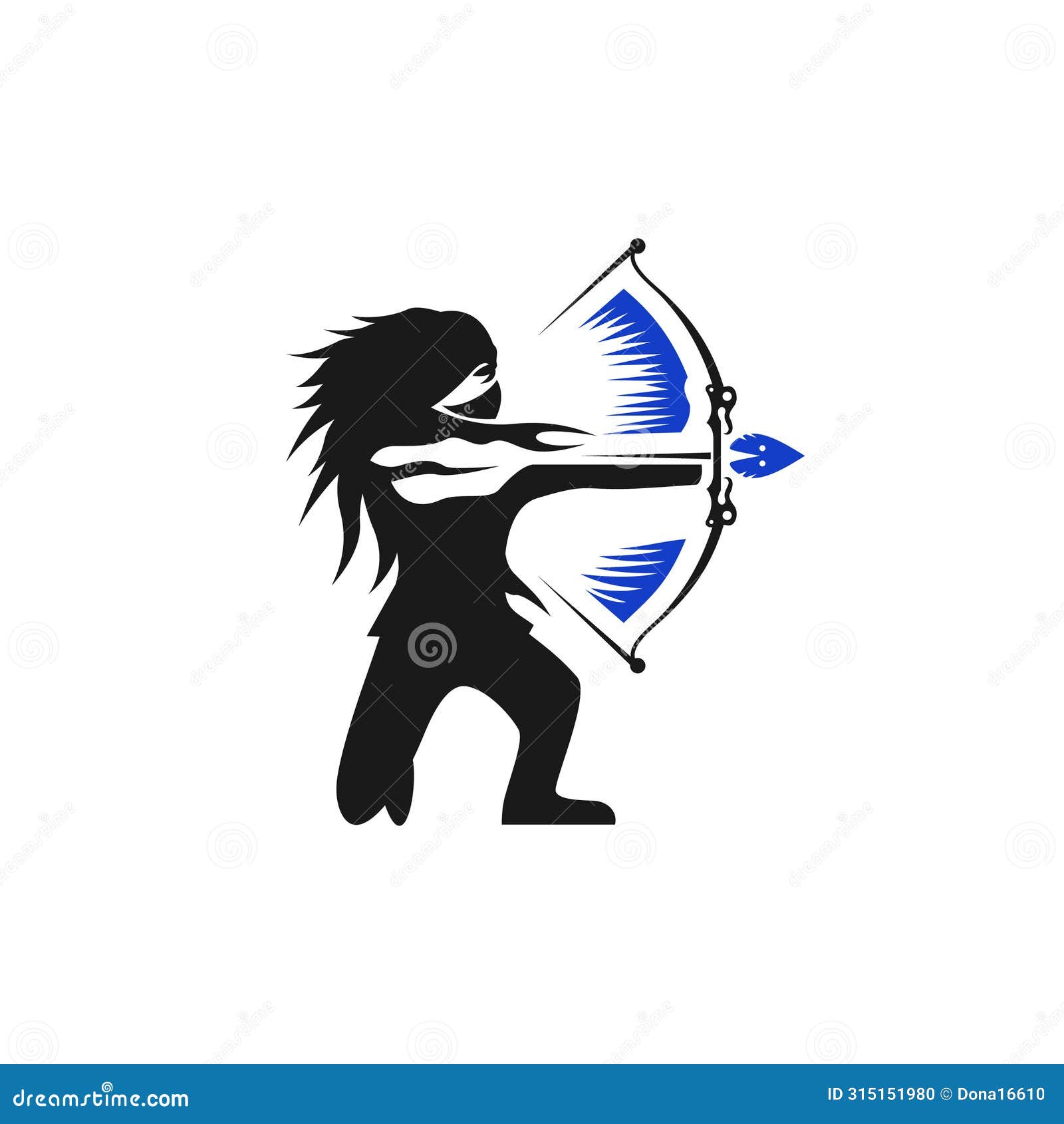 Silhouette Of An Archer On His Running Horse. Vector Illustration ...