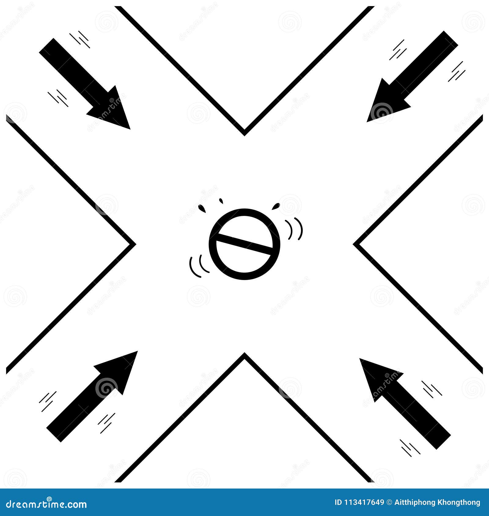 Silhouette Arrow, Direction for the Four Way, Vector Illustration Stock ...