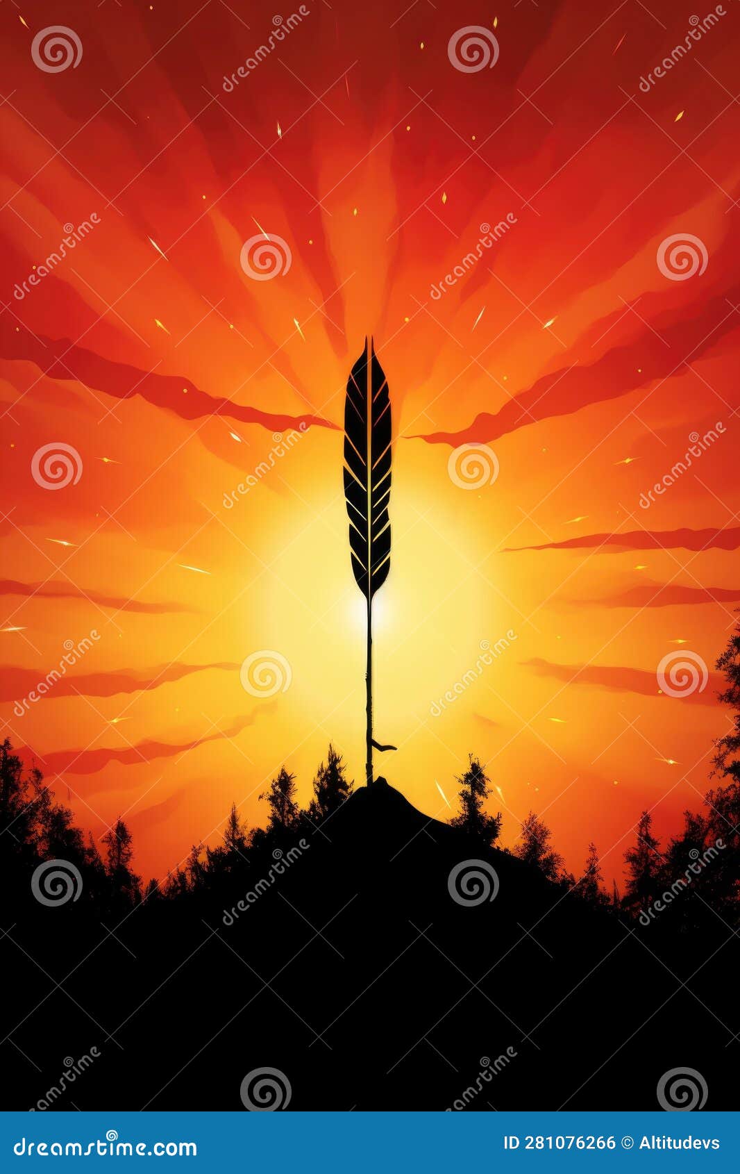Silhouette of an Arrow on a Sunset Backdrop, Signifying Direction Stock ...