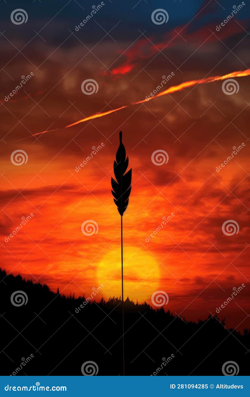 Silhouette of an Arrow on a Sunset Backdrop, Signifying Direction Stock ...