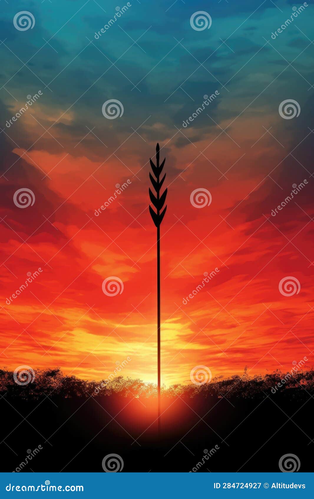 Silhouette of an Arrow on a Sunset Backdrop, Signifying Direction Stock ...