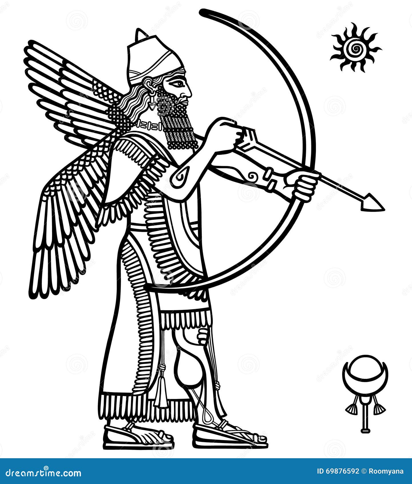Silhouette of the Assyrian Archer. Stock Vector - Illustration of idol ...
