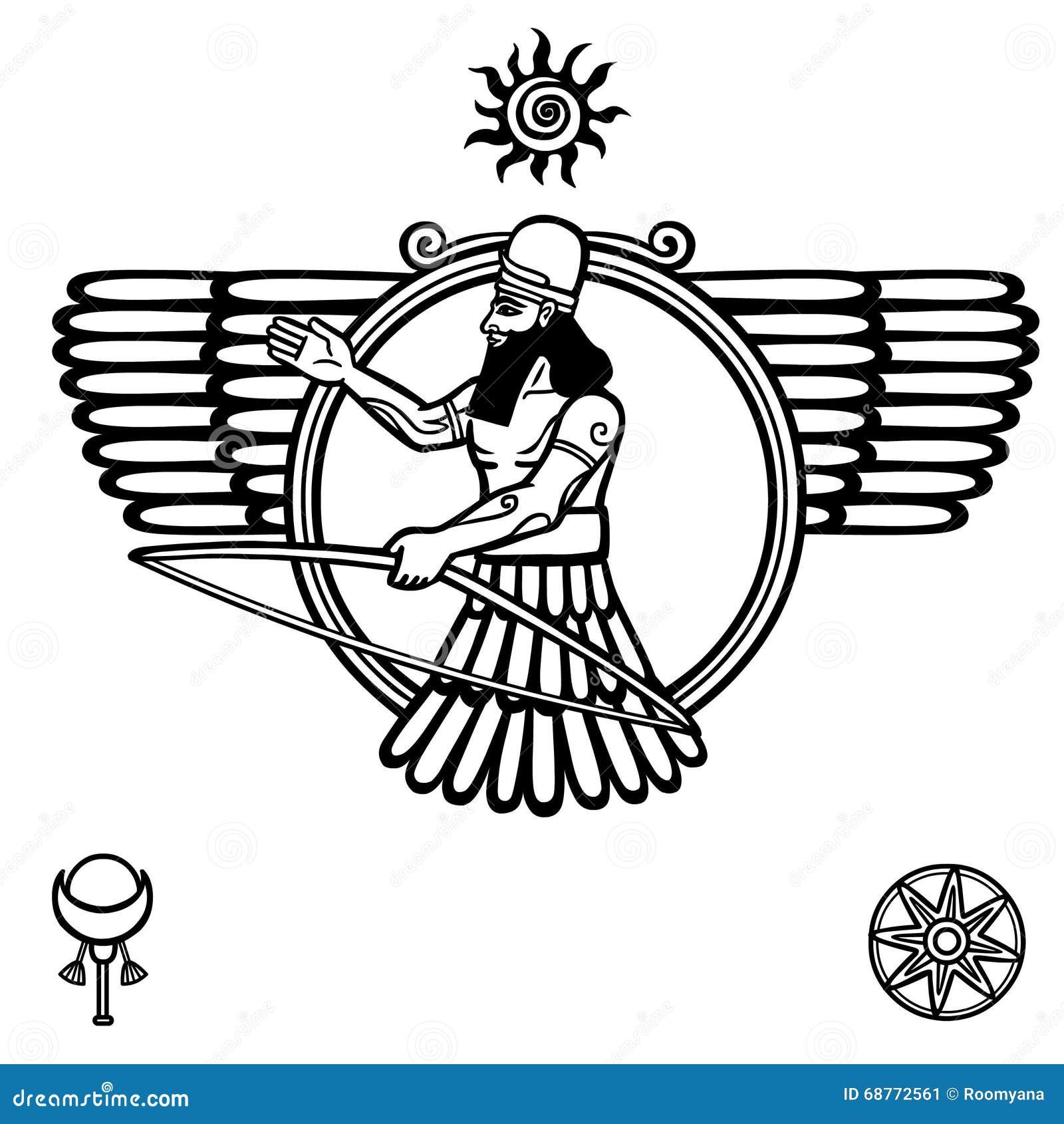 Silhouette Of The Assyrian Deity. Cartoon Vector | CartoonDealer.com ...