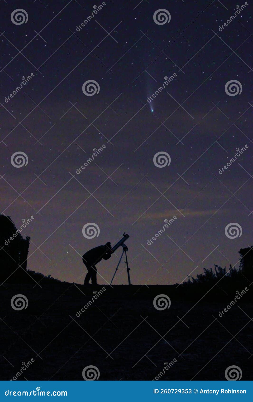 Look at Comet through Telescope Stock Image - Image of research ...