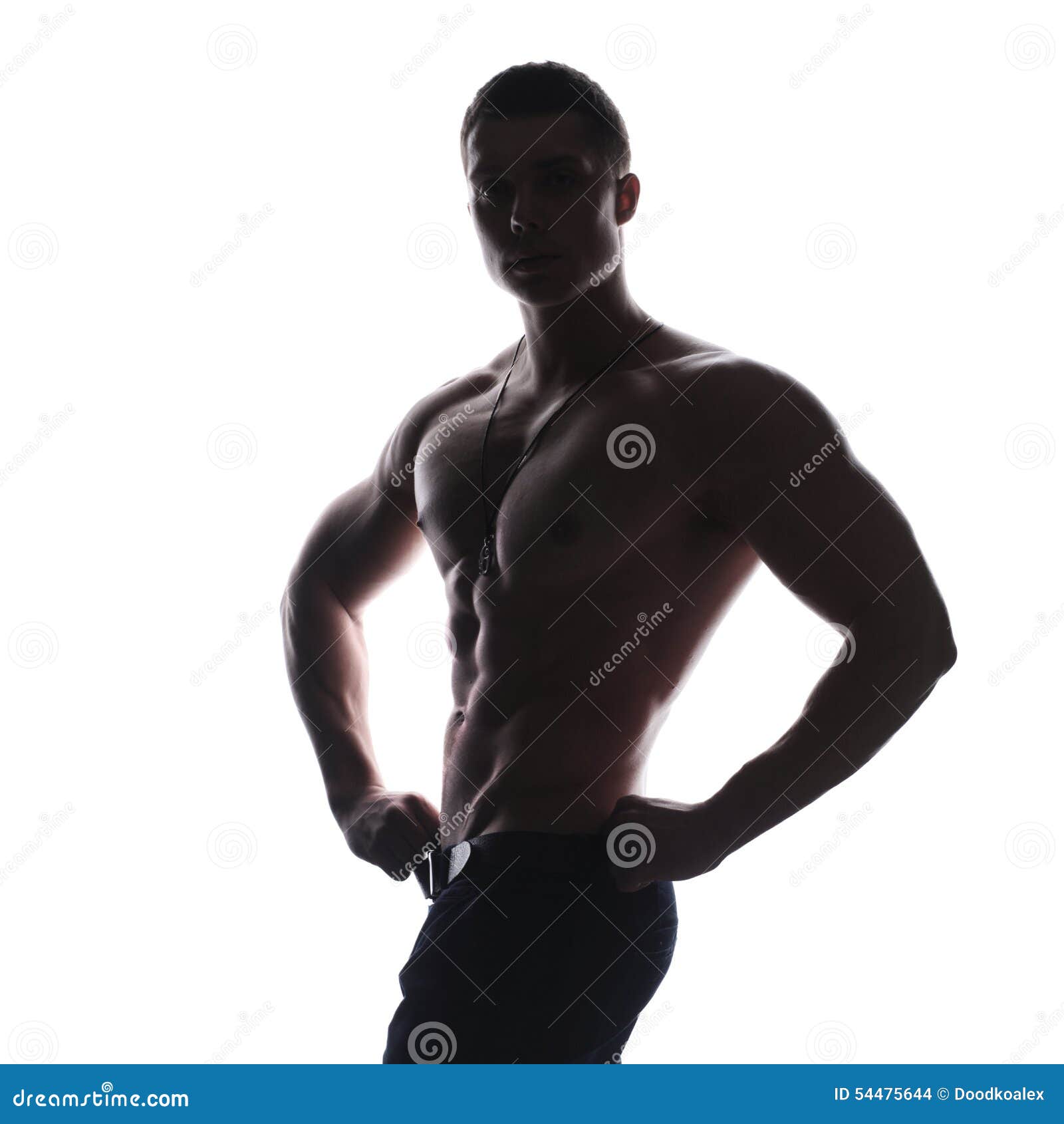 Athlete Bodybuilder Shirtless With Long Hair Posing In Cap Santa Claus ...