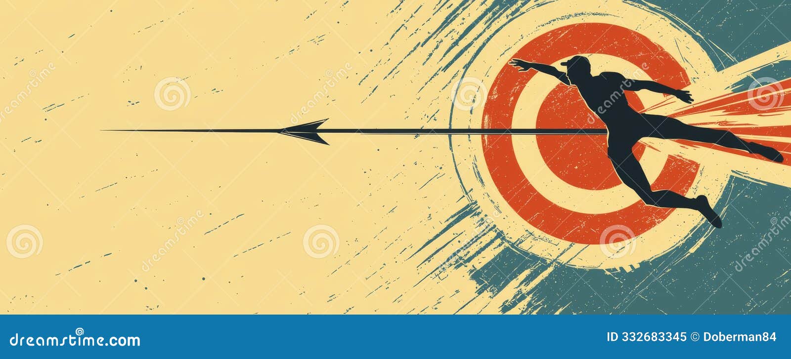 Silhouette of an Athlete Running with a Target in the Background ...