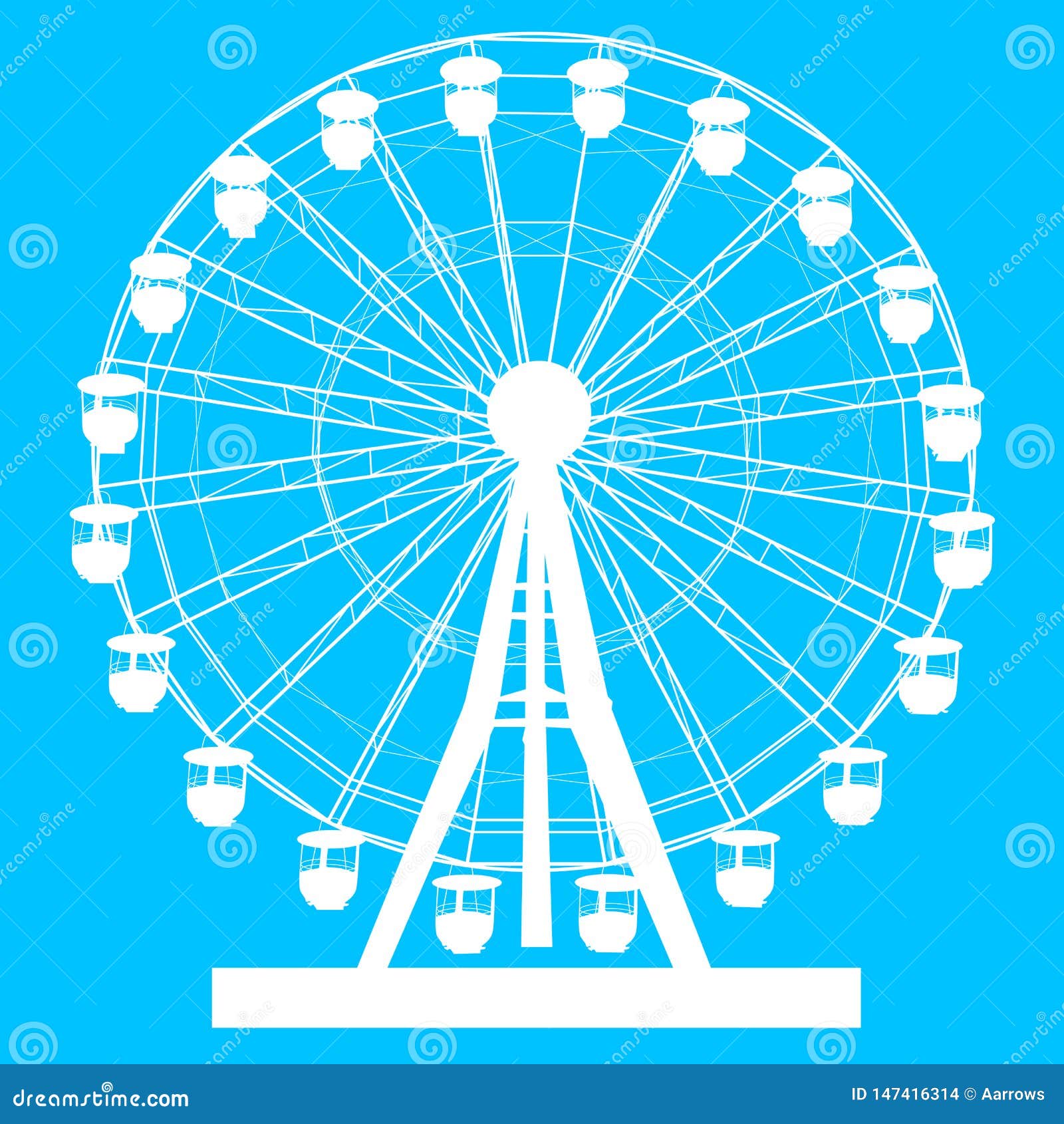 Silhouette Atraktsion Colorful Ferris Wheel On Blue Background
