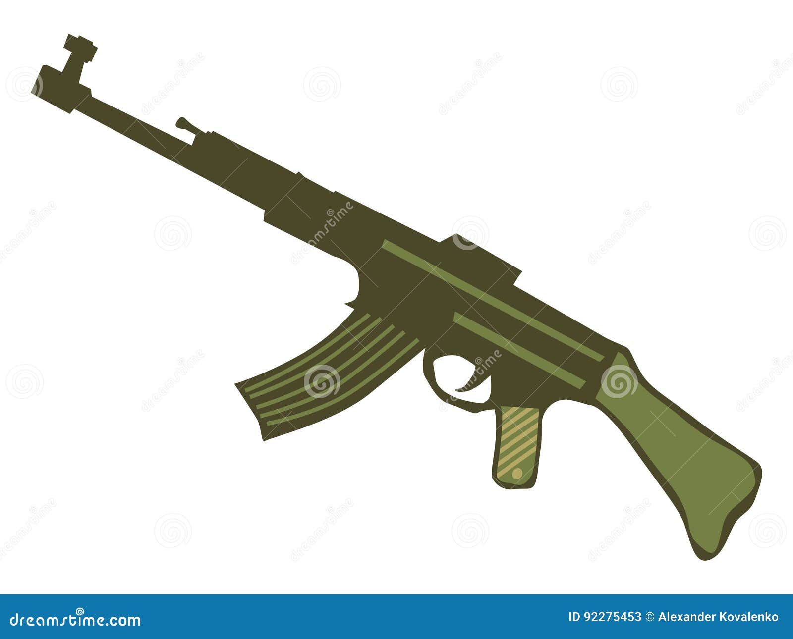 Weapons And Military Icon Set. Sub Machine Guns, Pistol And Bullets ...