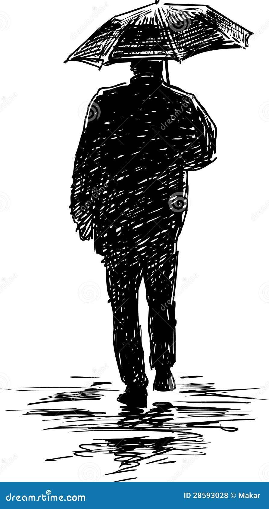 Silhouette Av En Man Under Ett Paraply Vektor Illustrationer ...