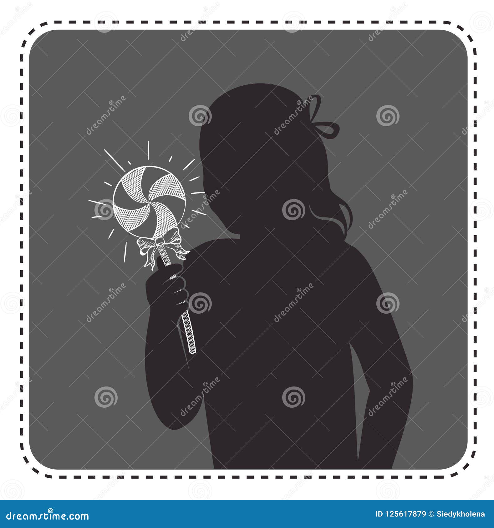 Silhouette Avatar Girl with Candy Stock Illustration - Illustration of ...