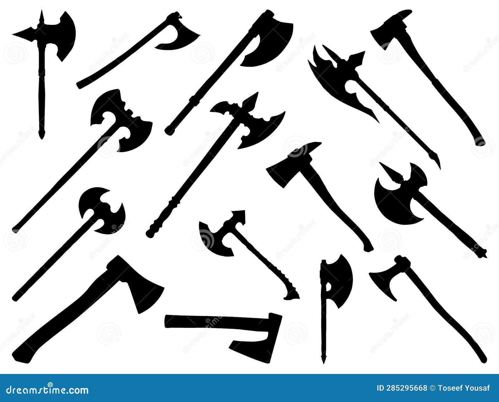 Set of Axe Silhouette Vector Art Stock Vector - Illustration of element ...