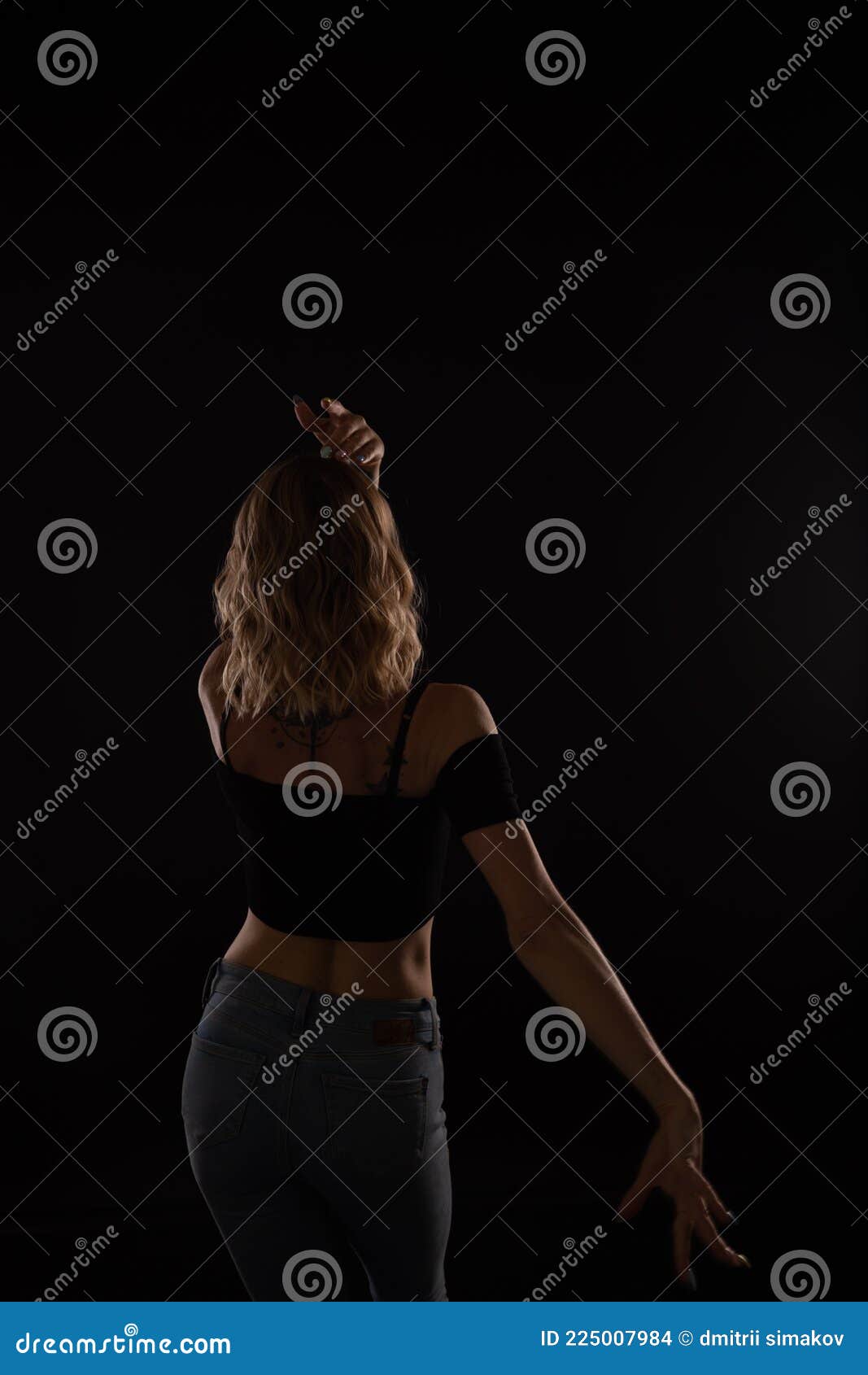 Silhouette of the Back of a Dancing Blonde Woman Stock Photo - Image of ...