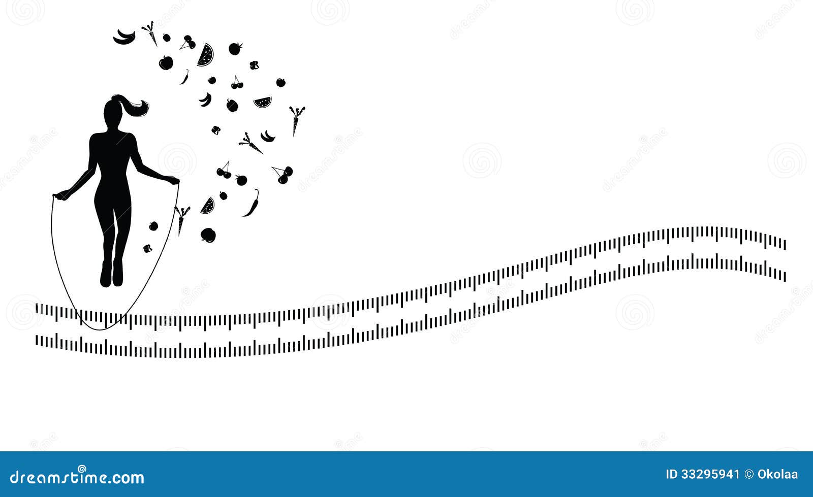 Silhouette Background with Jump Rope Exercise Stock Illustration ...