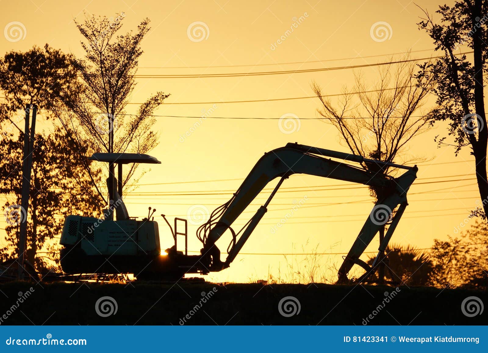Silhouette Backhoe Or Excavator Royalty-Free Stock Photography ...