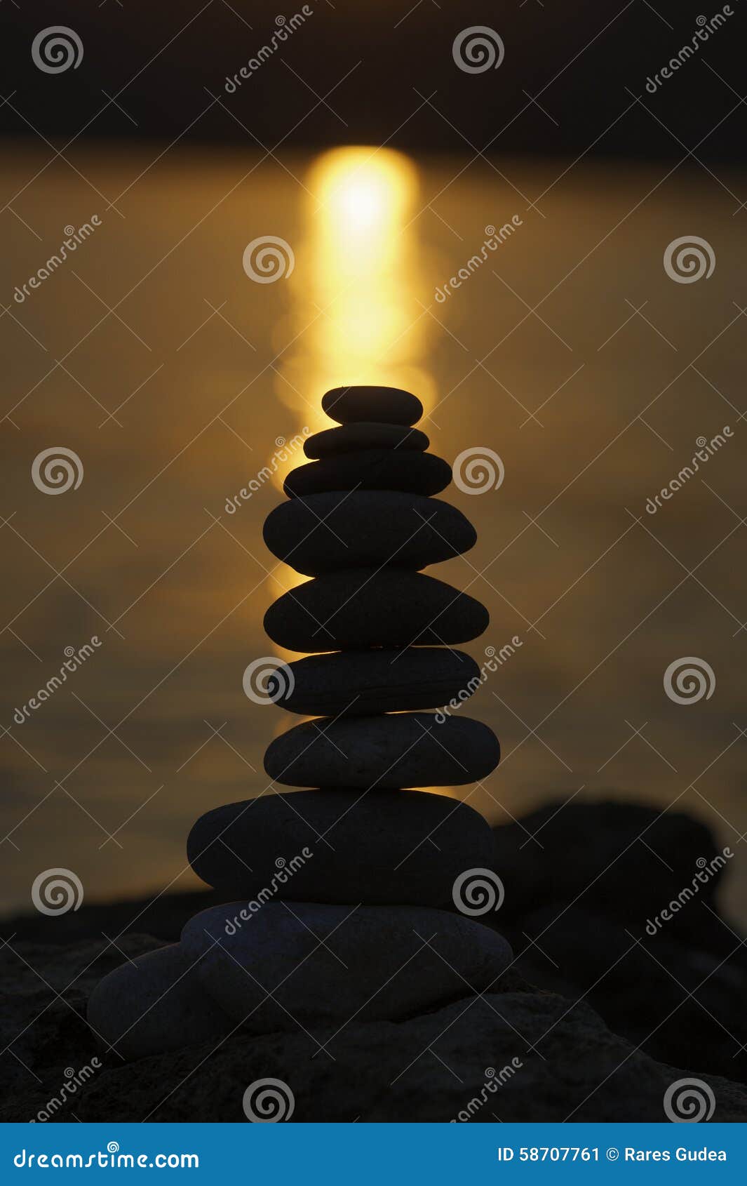 Silhouette of Balanced Stack Pebbles Stock Image - Image of colorful ...