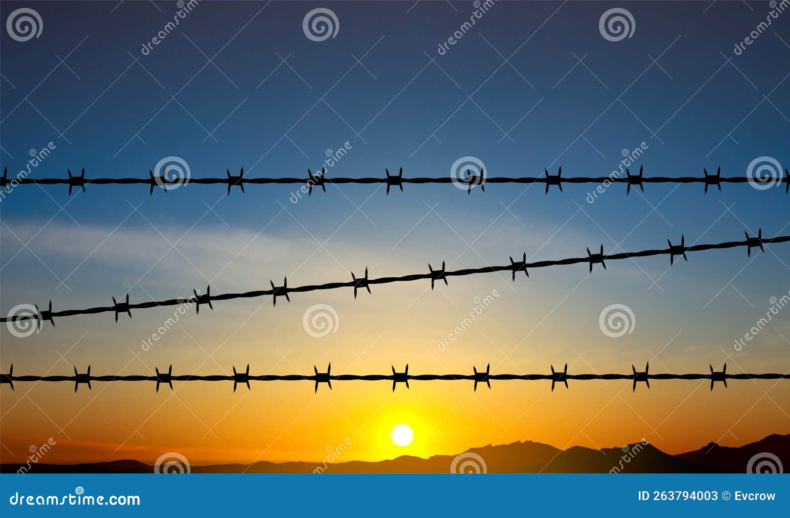 Silhouette of Barbed Wire on Sunset Stock Vector - Illustration of ...