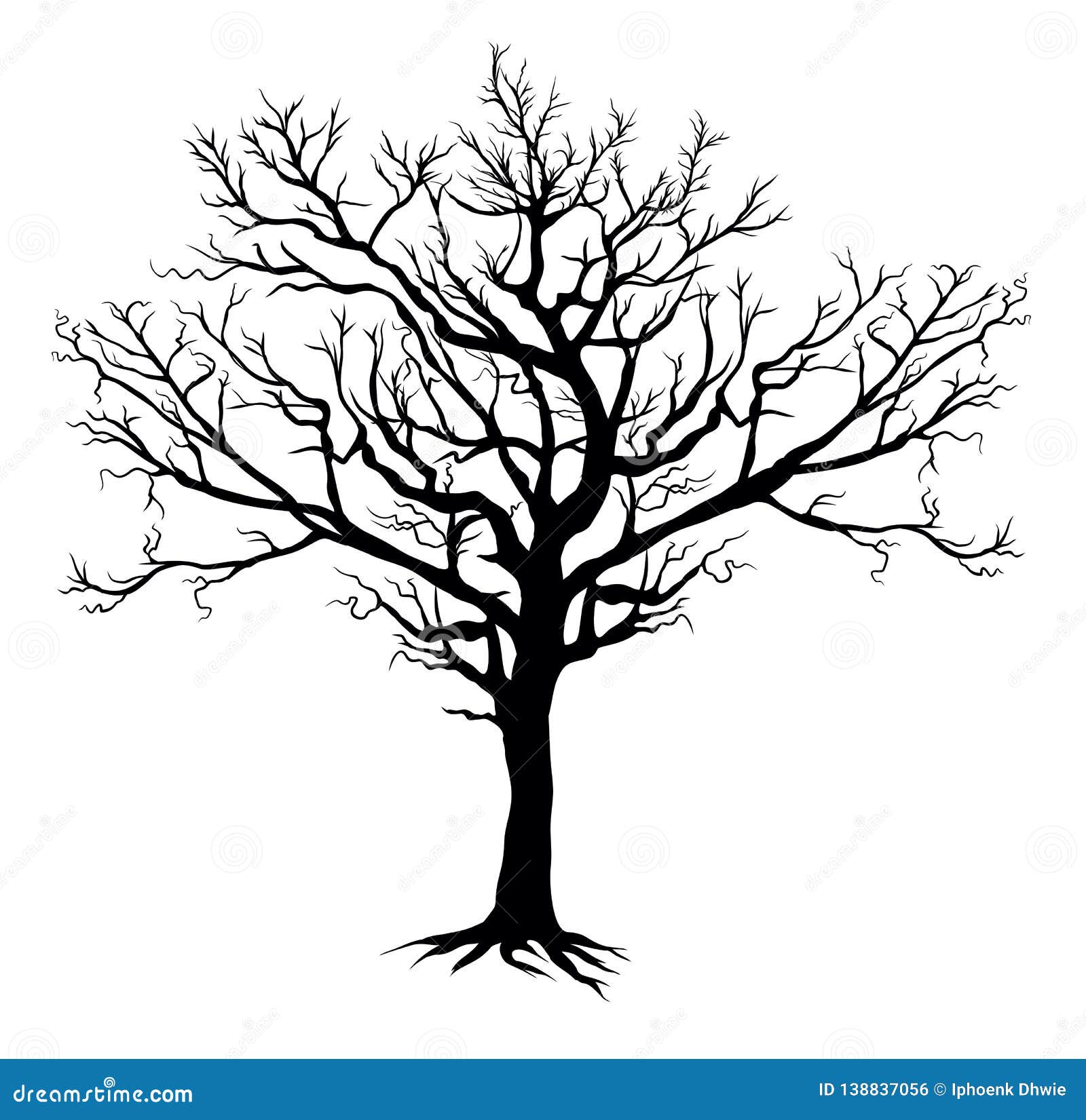 Silhouette Bare Tree, Vector Illustration Stock Vector - Illustration ...