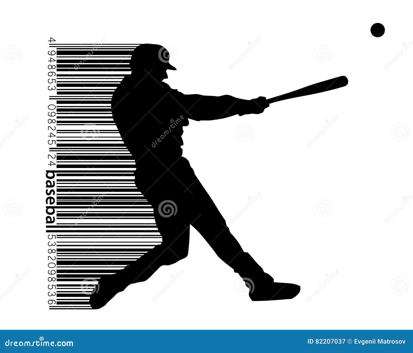 Silhouette of a Baseball Player and Barcode Stock Illustration ...
