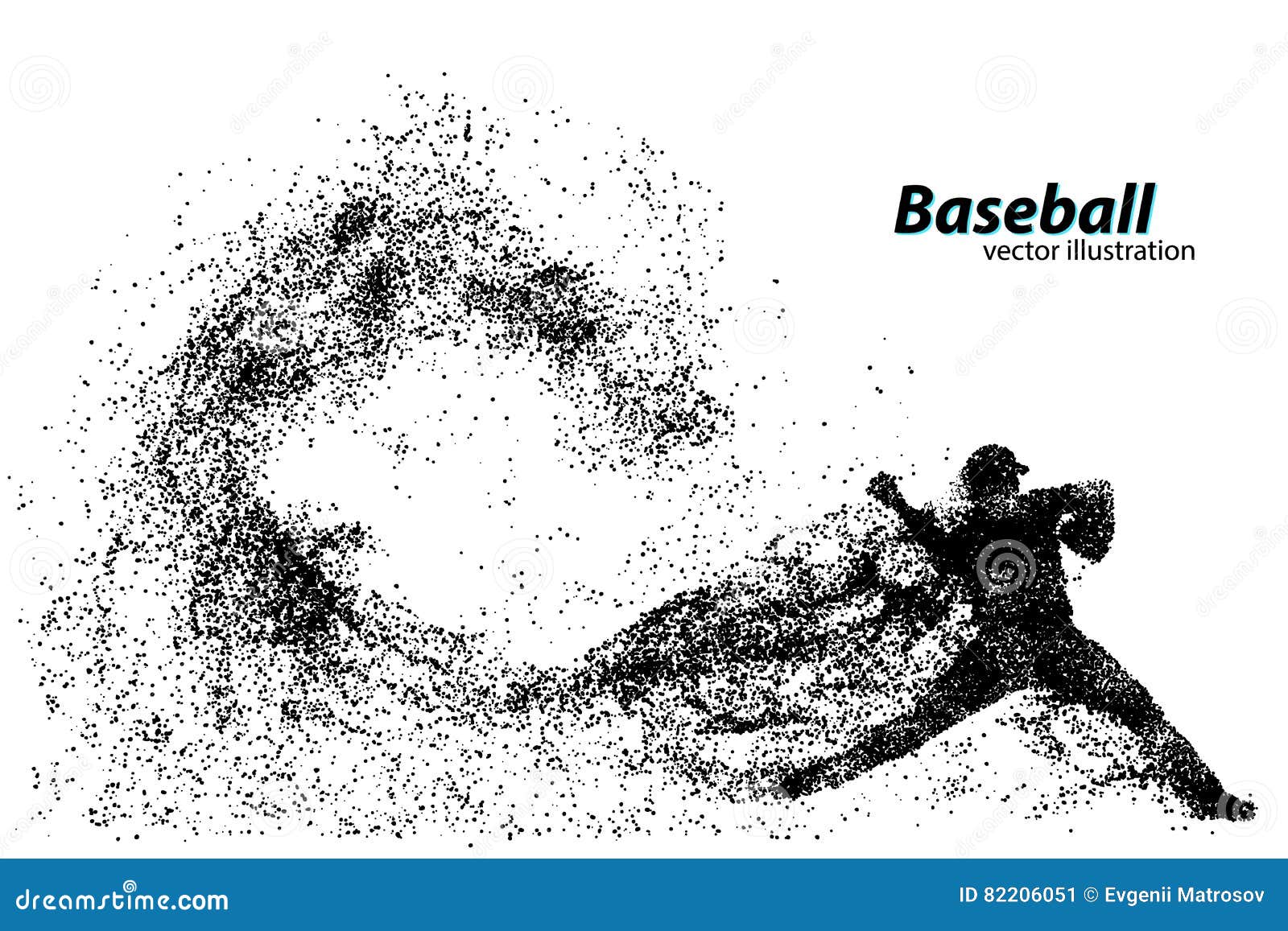Silhouette of a Baseball Player from Particle. Stock Illustration ...