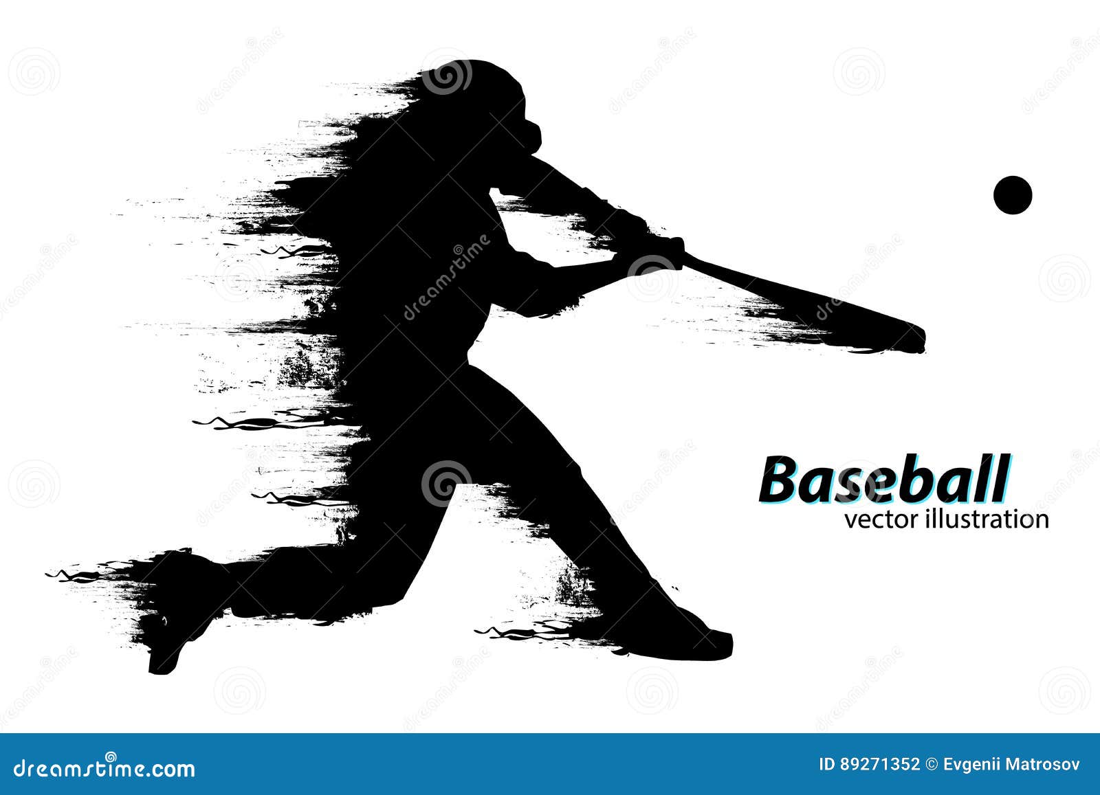 Baseball Player Hits The Ball, Batter. Isolated Vector Silhouette, Pen ...