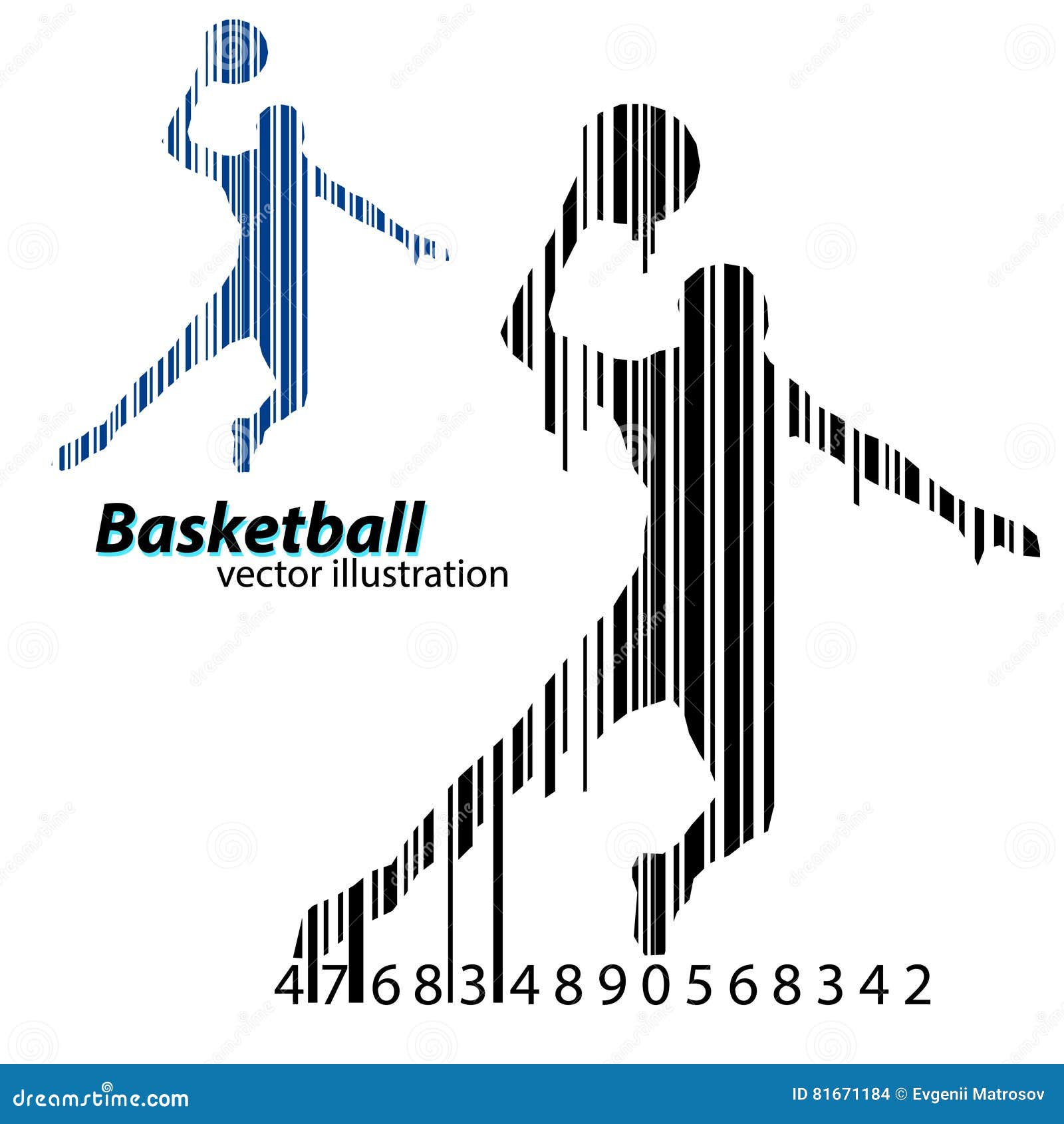 Silhouette of a Basketball Player and Barcode. Stock Vector ...