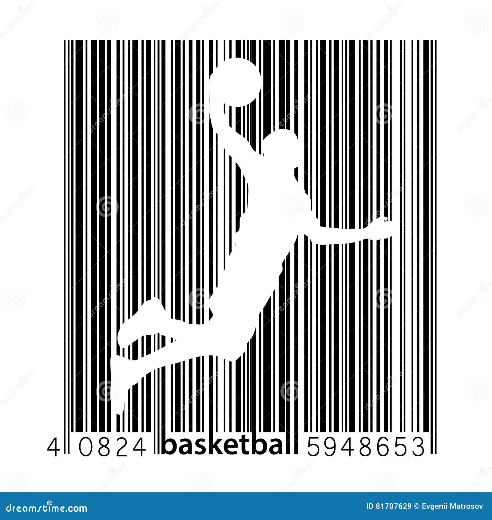 Silhouette of a Basketball Player and Barcode. Stock Vector ...