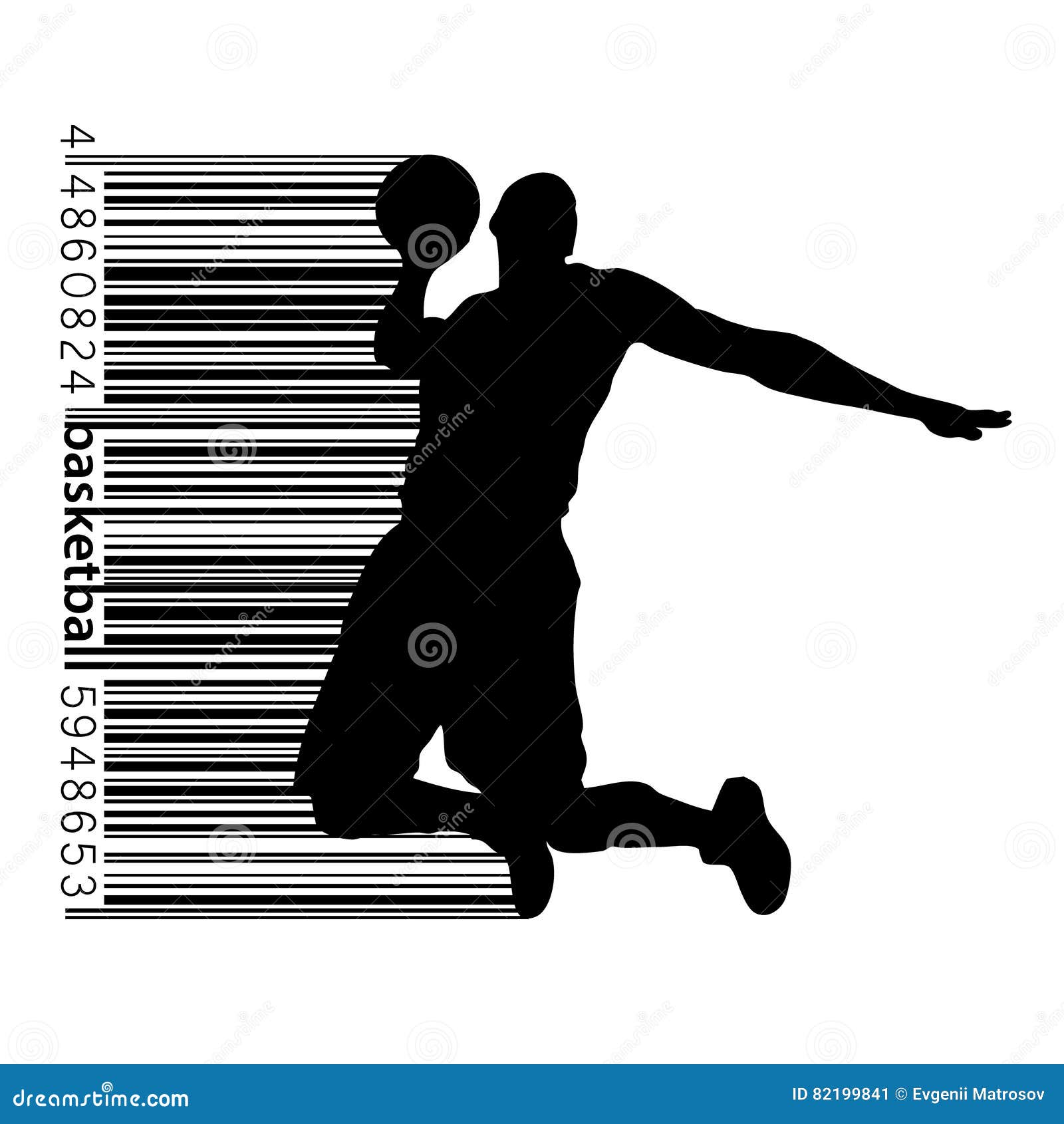 Silhouette of a Basketball Player and Barcode. Stock Illustration ...