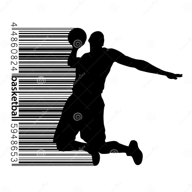 Silhouette of a Basketball Player and Barcode. Stock Illustration ...