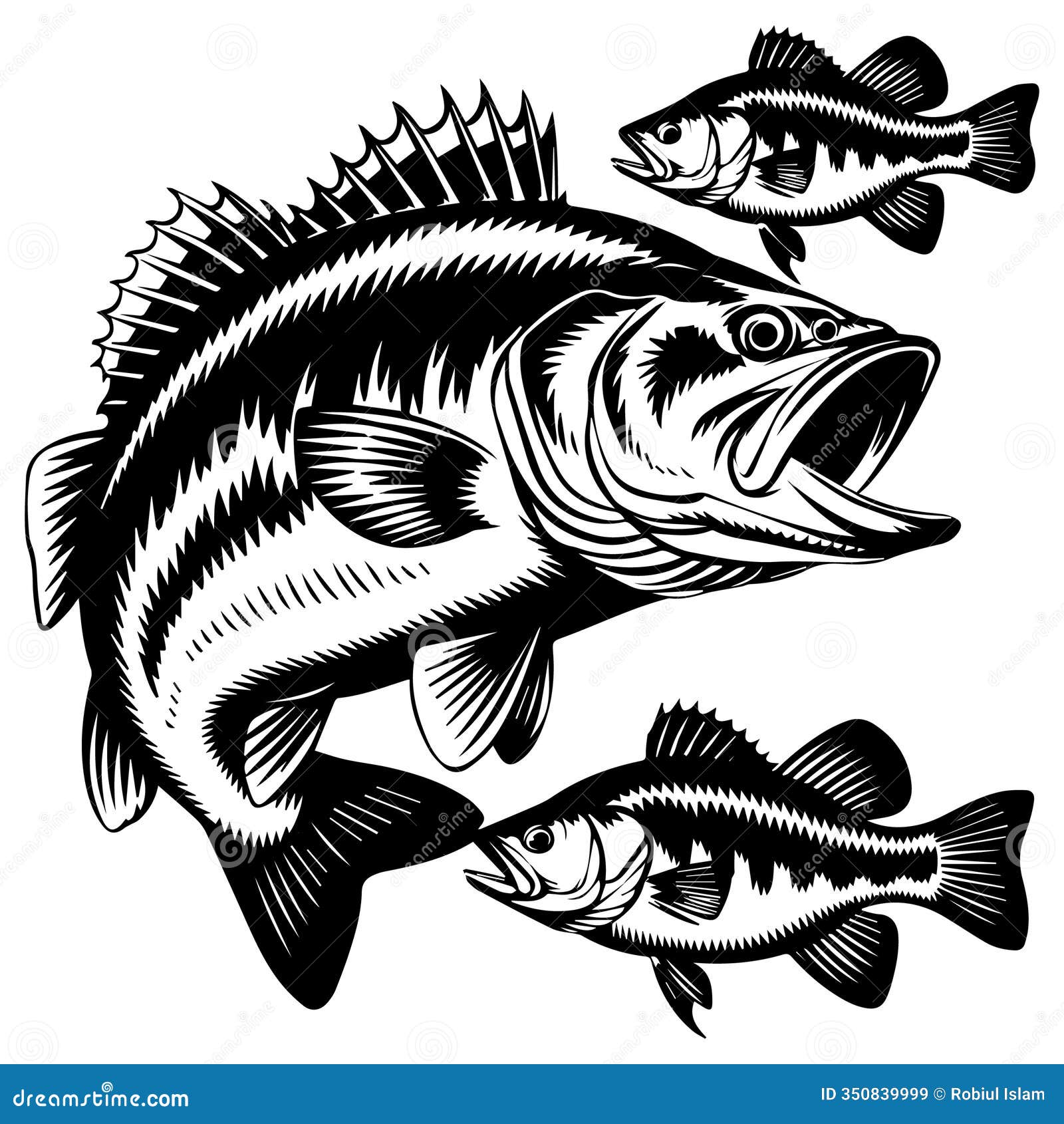Silhouette Bass Fish Vector Design. | CartoonDealer.com #350840002