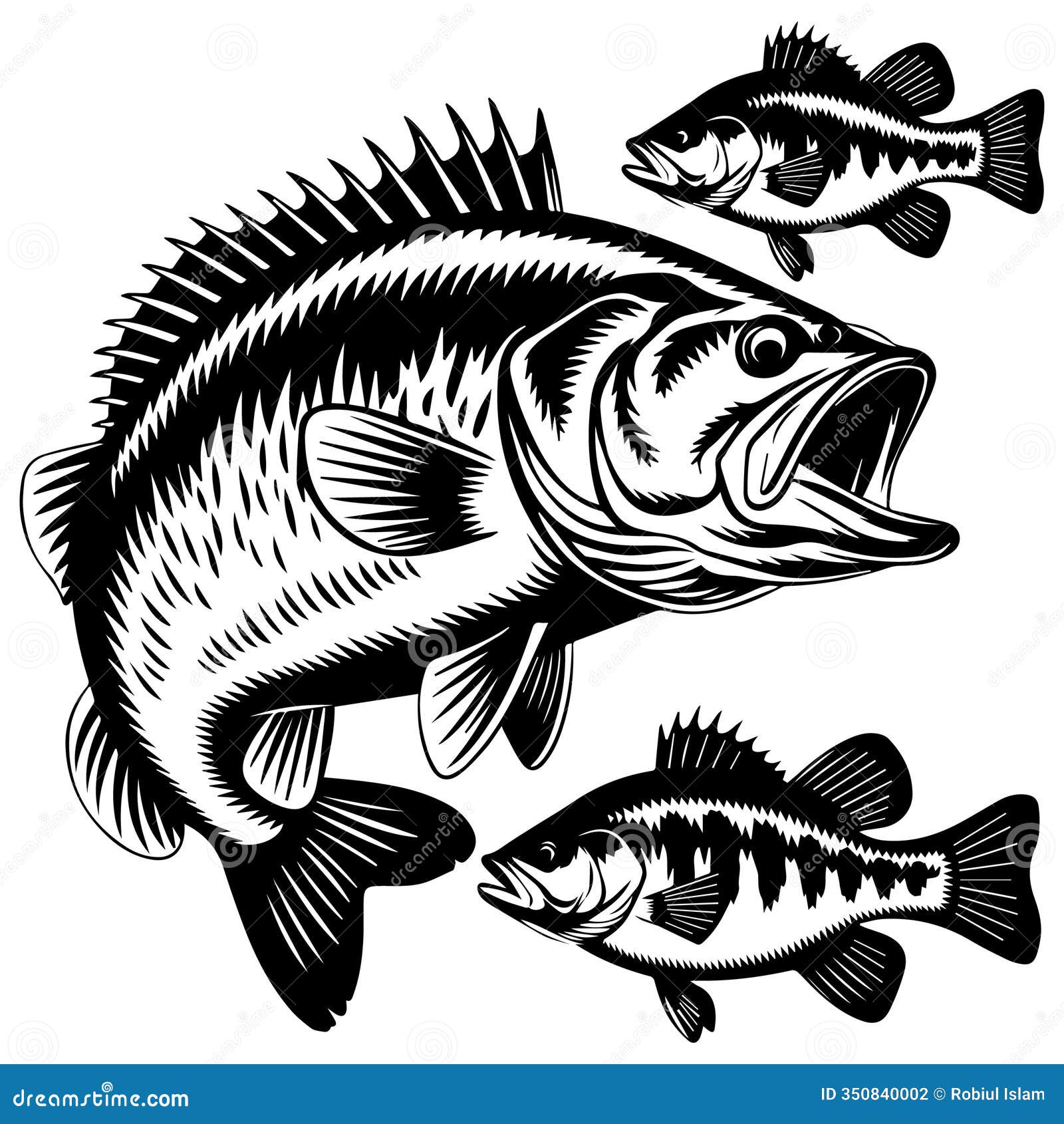 Silhouette Bass Fish Vector Design. | CartoonDealer.com #350840002