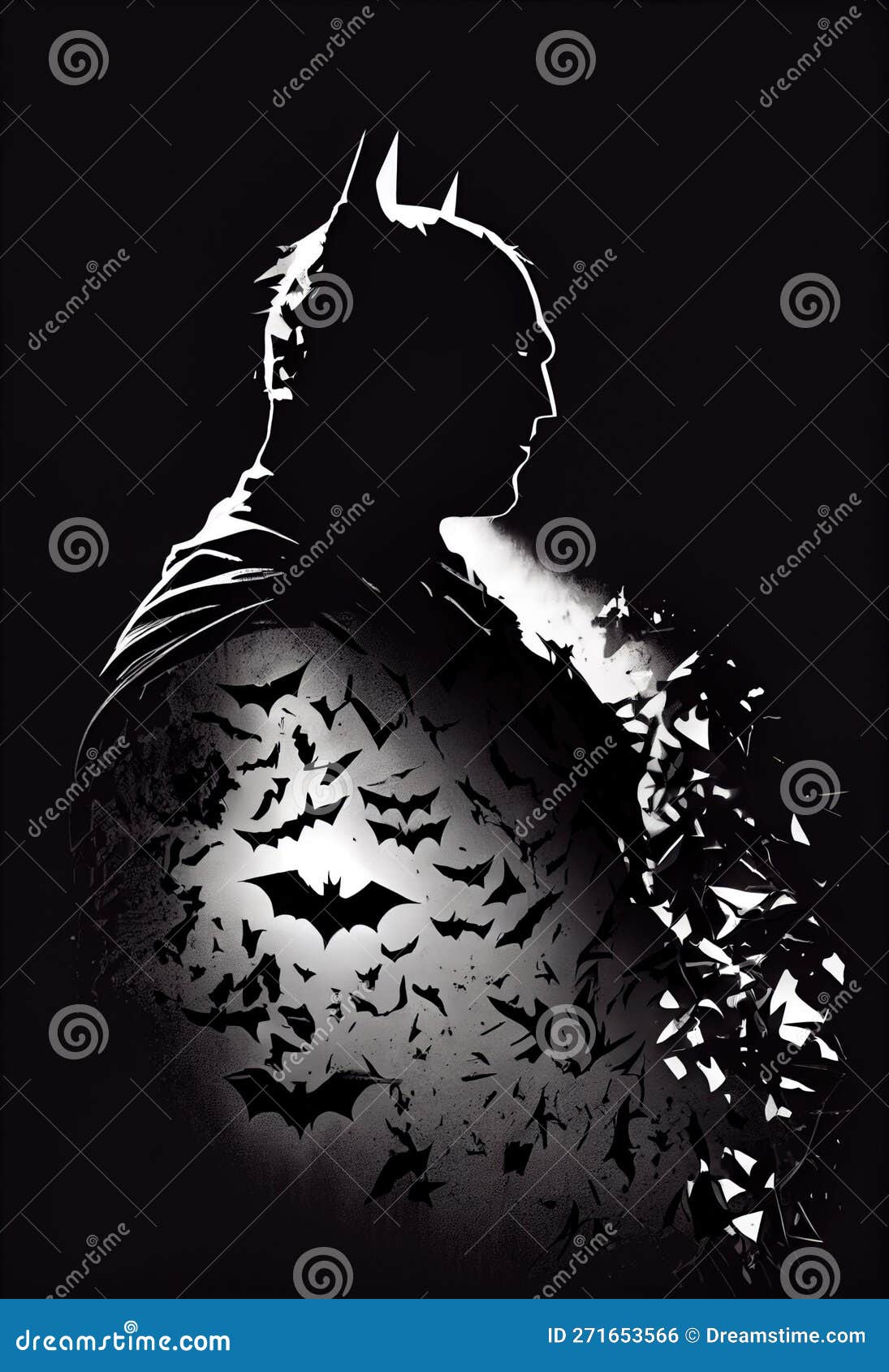 Silhouette of Batman in HD, Made with Generative AI Stock Illustration ...