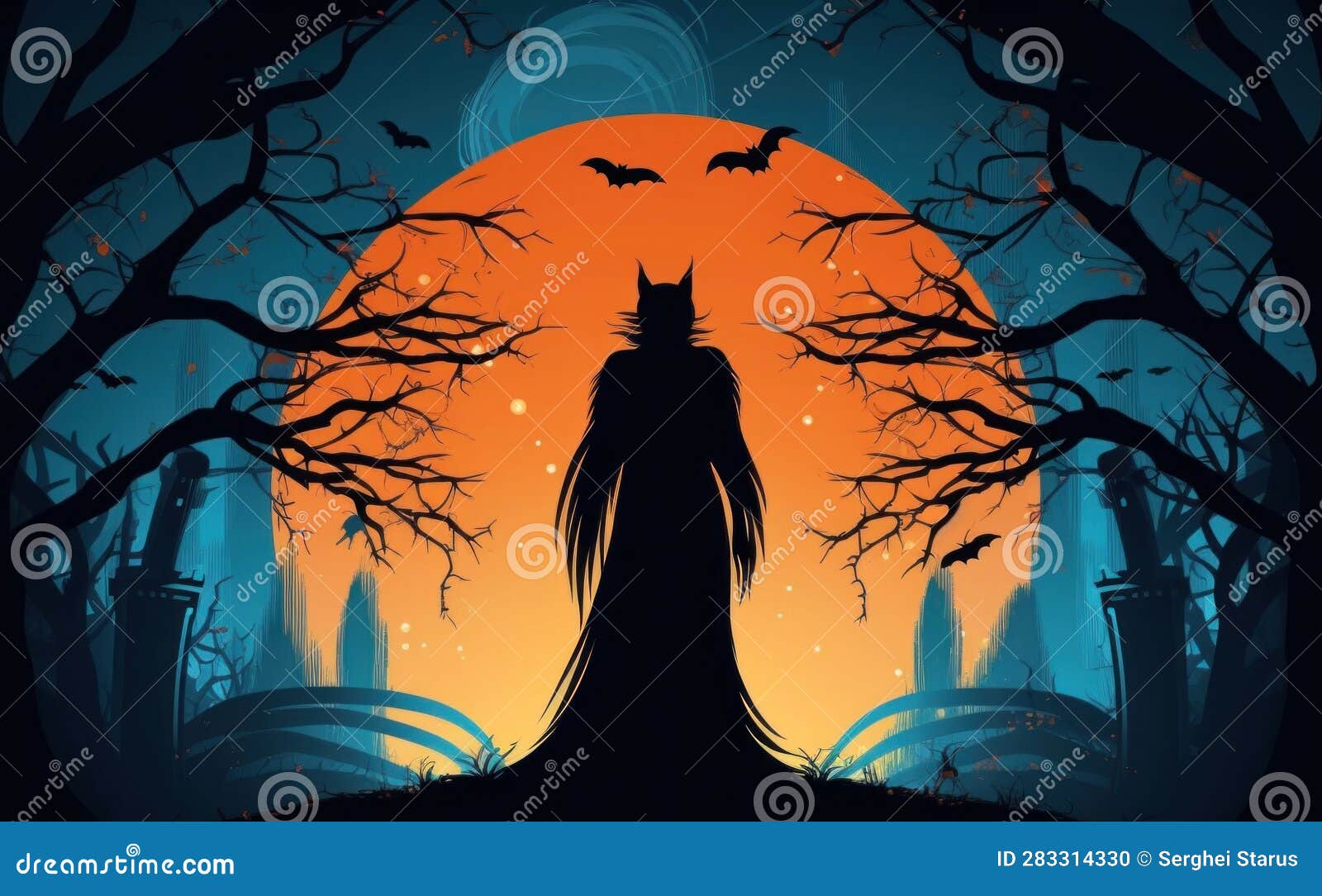 A Silhouette of a Batman Standing in Front of a Full Moon. Generative ...