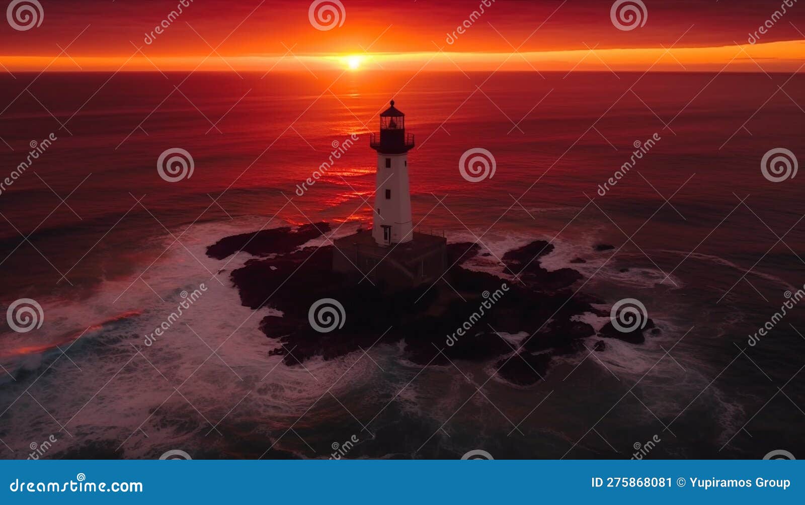 Silhouette of Beacon Guides Ships To Safety Generated by AI Stock ...