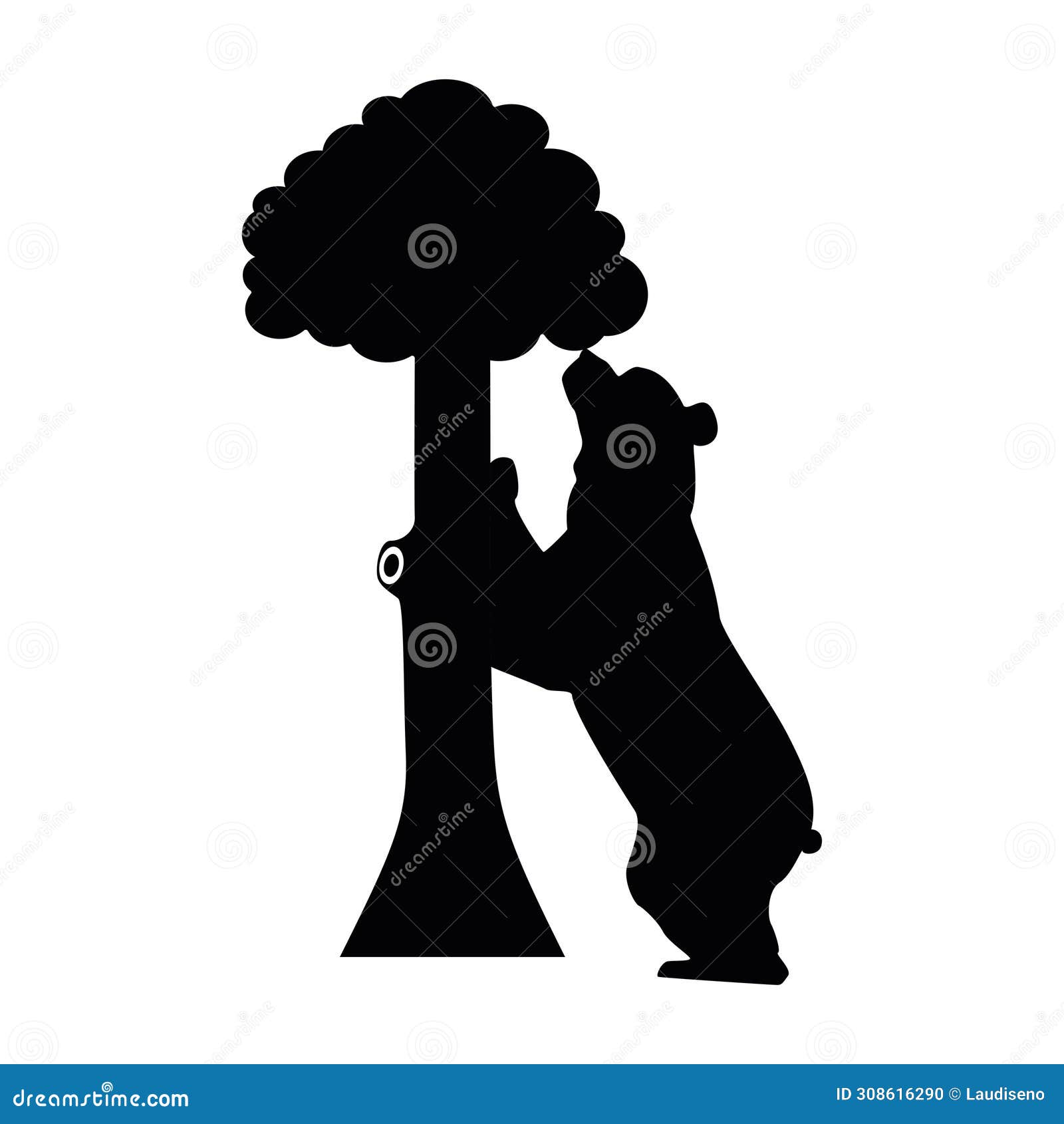 Silhouette of a Bear in a Tree Vector Stock Vector - Illustration of ...